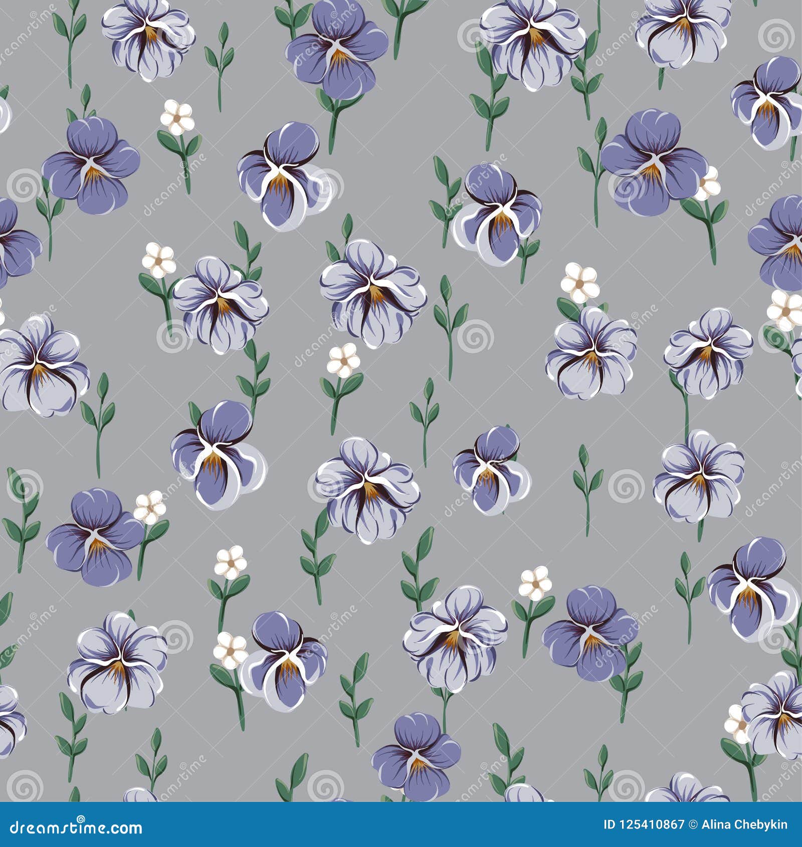 Drawing of Seamless Pattern with Viola Flowers Stock Vector ...