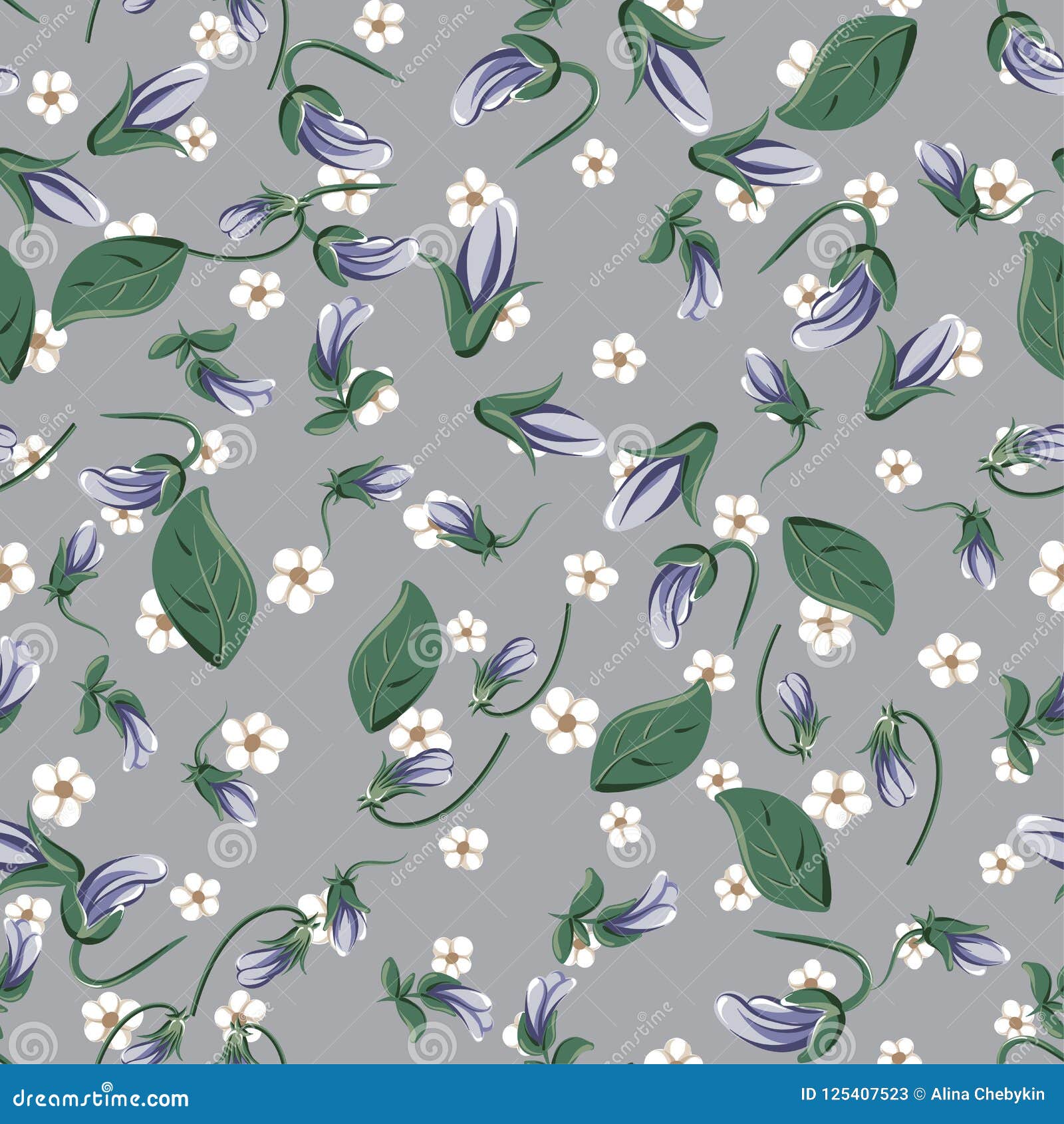 Drawing of Seamless Pattern with Viola Flowers Stock Vector ...