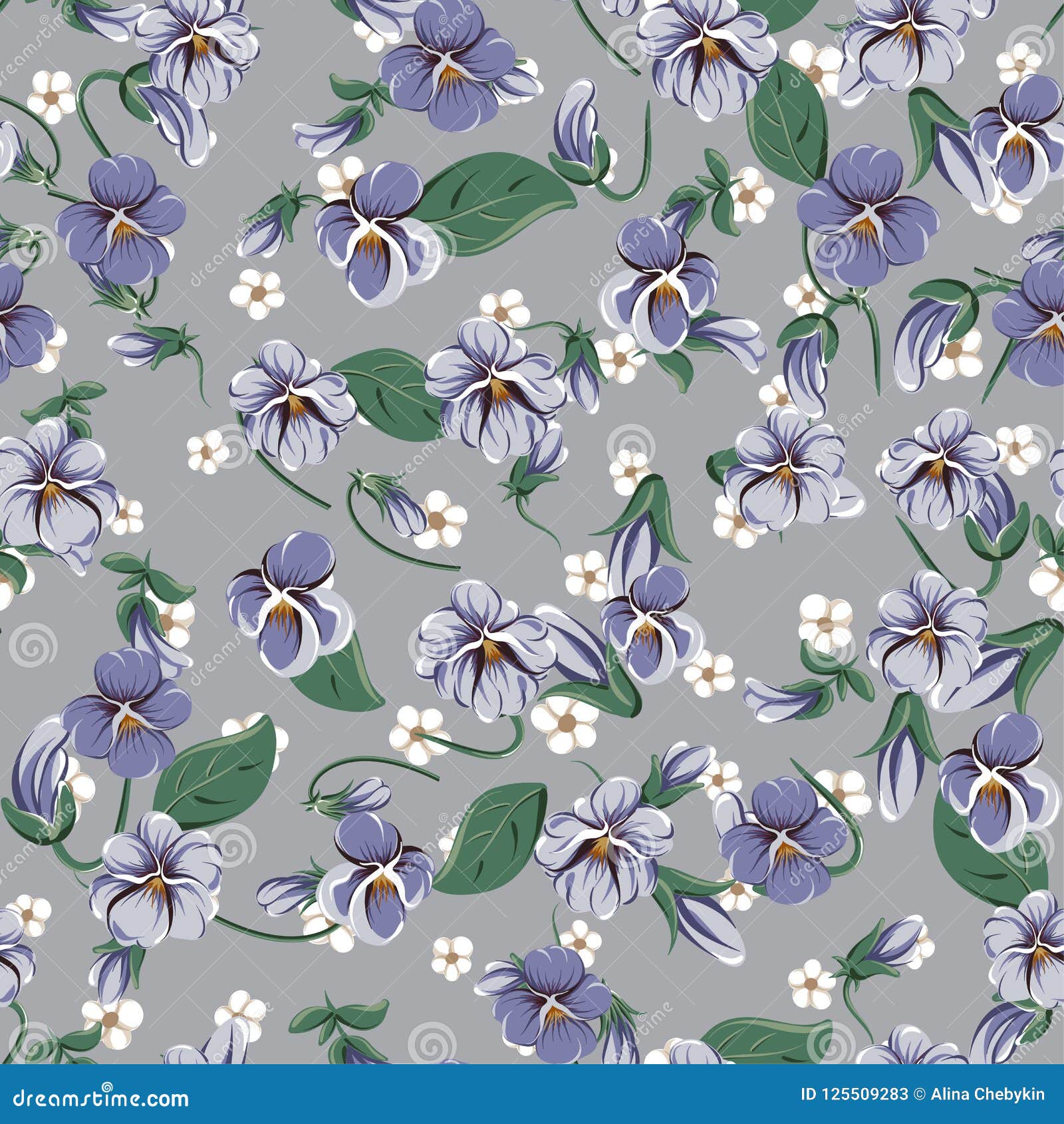 Drawing of Seamless Pattern with Viola Flowers Stock Vector ...