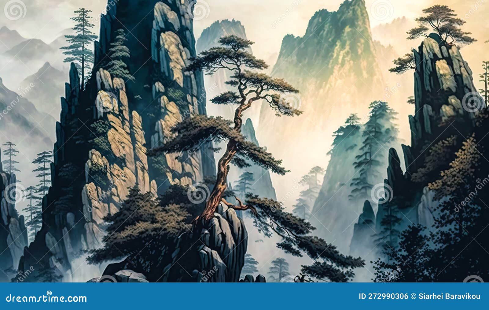 Drawing of a Section of Rocky Mountains with Vegetation Stock ...