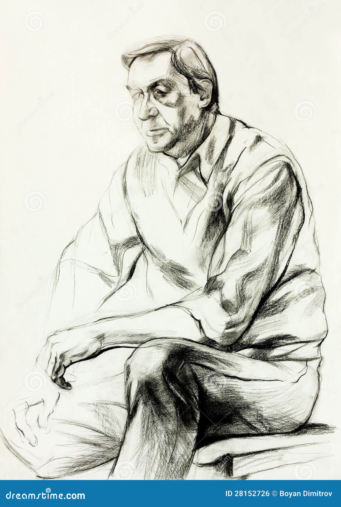 Drawing of a senior man stock illustration. Illustration of aged - 28152726
