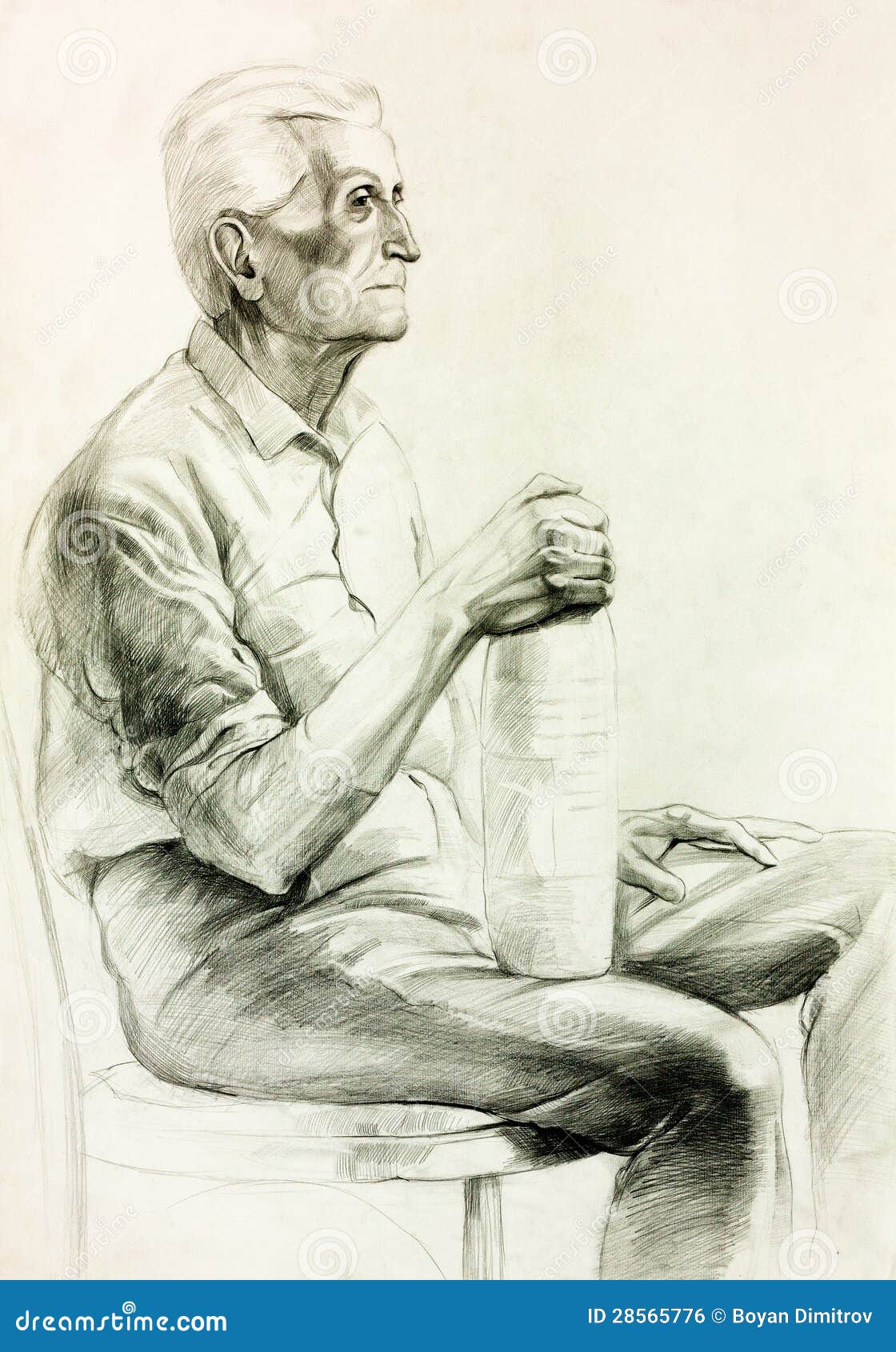 Drawing of a senior man stock illustration. Illustration of paint ...