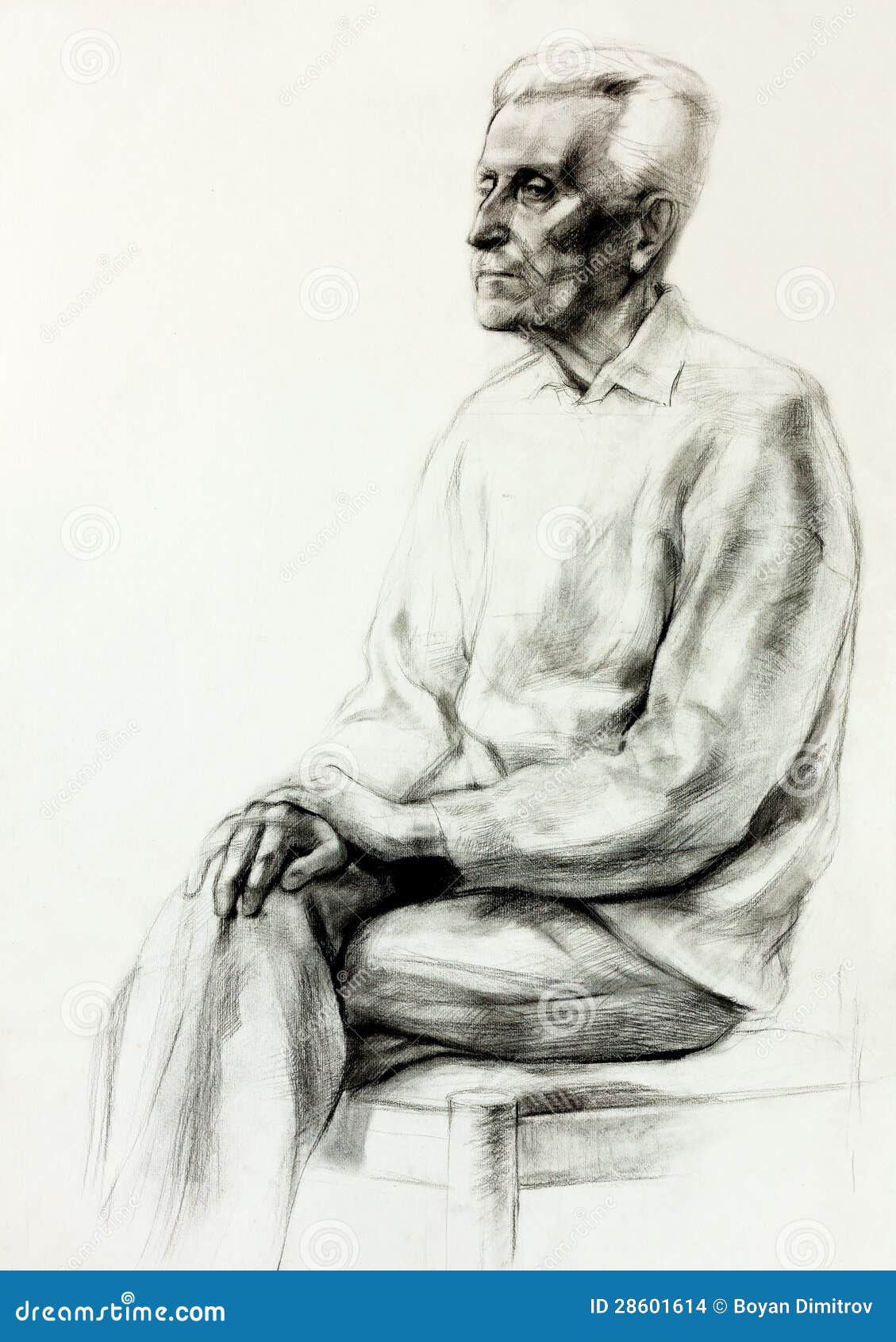 Drawing of a senior man stock illustration. Illustration of color ...