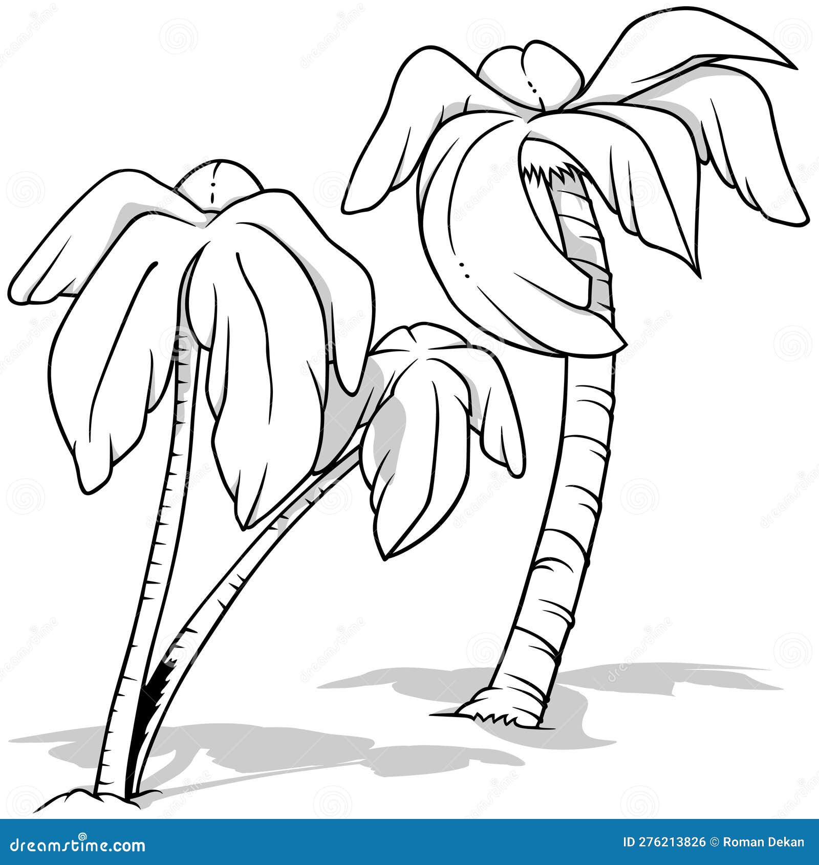 Drawing of a Set of Coconut Palms Stock Vector - Illustration of jungle ...