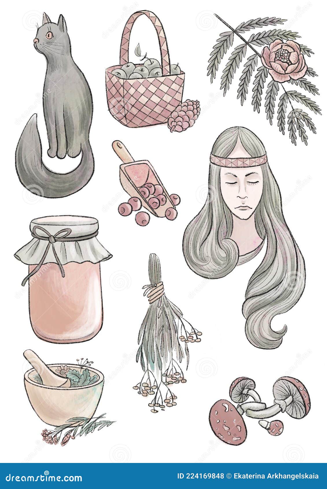 Drawing Set of Magic Objects Stock Illustration - Illustration of ...