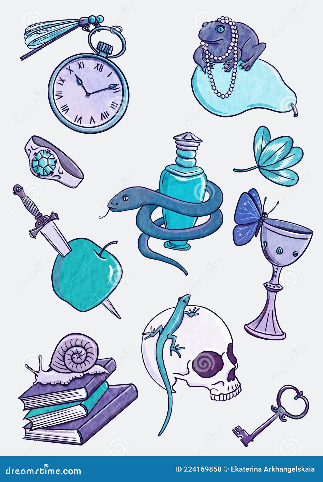 Drawing Set of Magic Objects Stock Photo - Image of magic, boho: 224169858