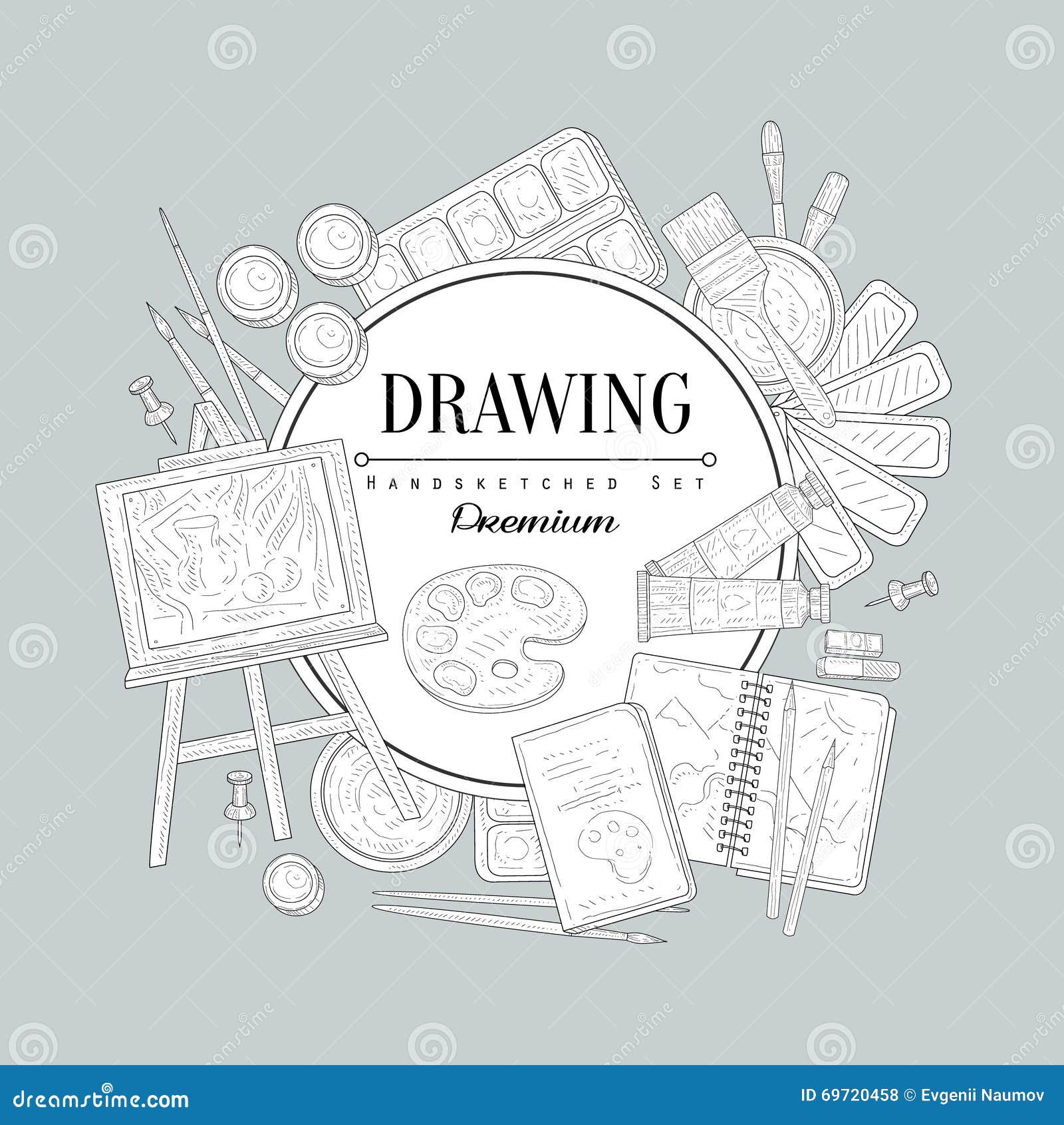 Drawing Set Vintage Sketch stock vector. Illustration of paint - 69720458