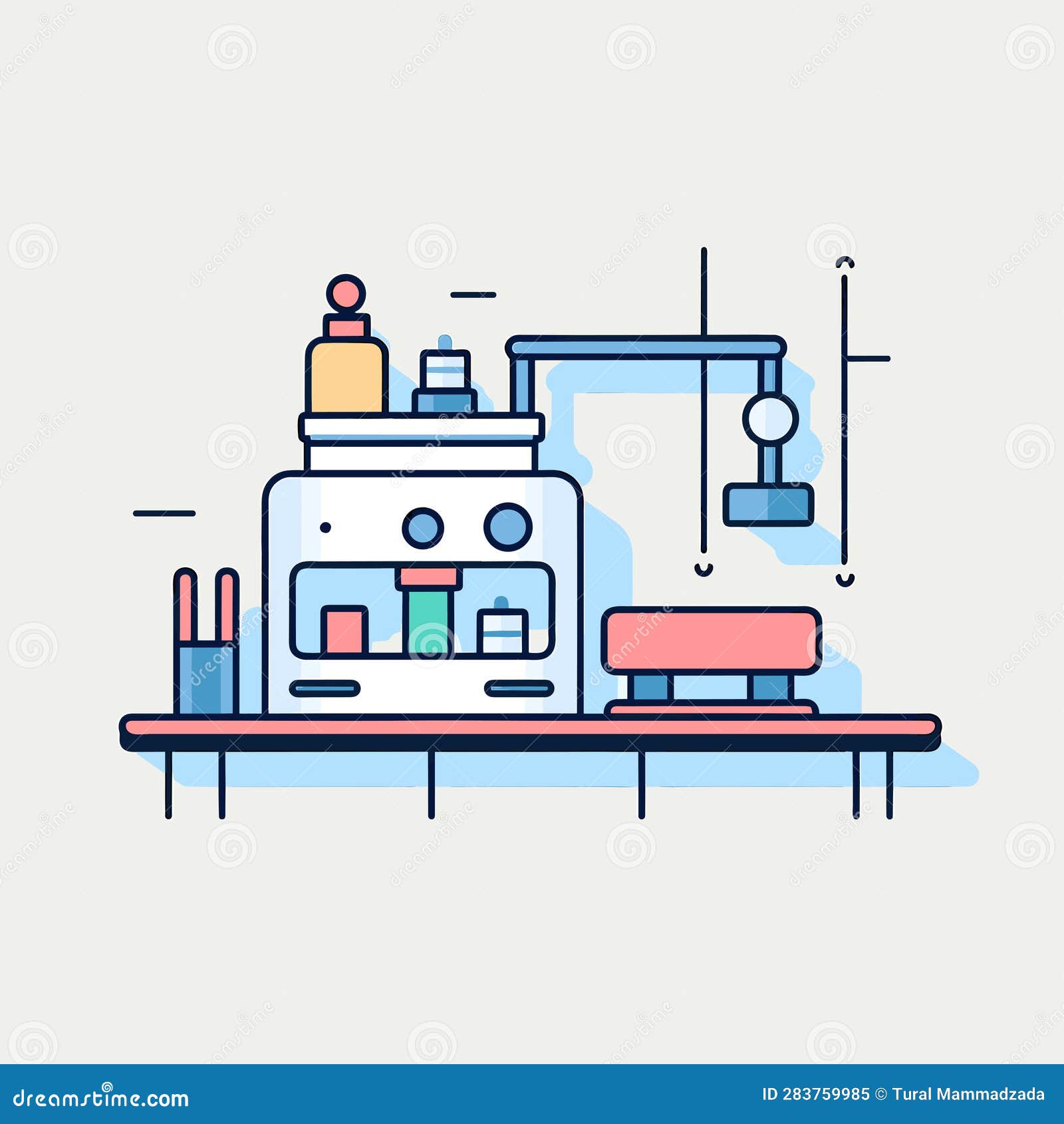 Vector a Simple Line Drawing of a Sewing Machine on a Table Stock ...