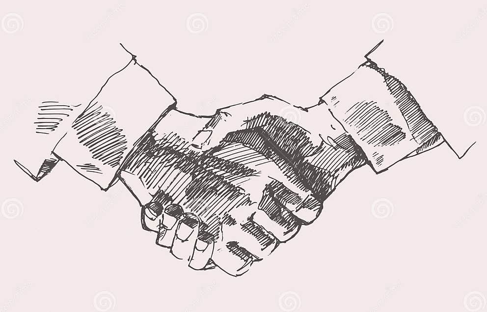 Drawing Shake Hands Partnership Vector Sketch Stock Vector ...