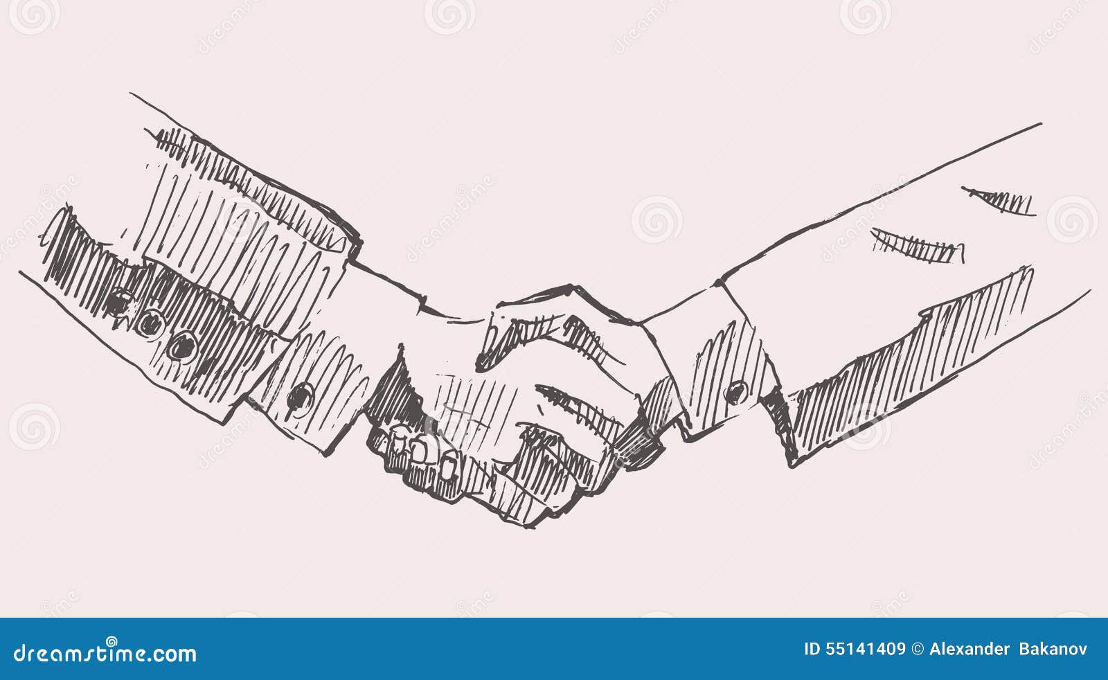 Drawing Shake Hands Partnership Vector Sketch Stock Vector ...