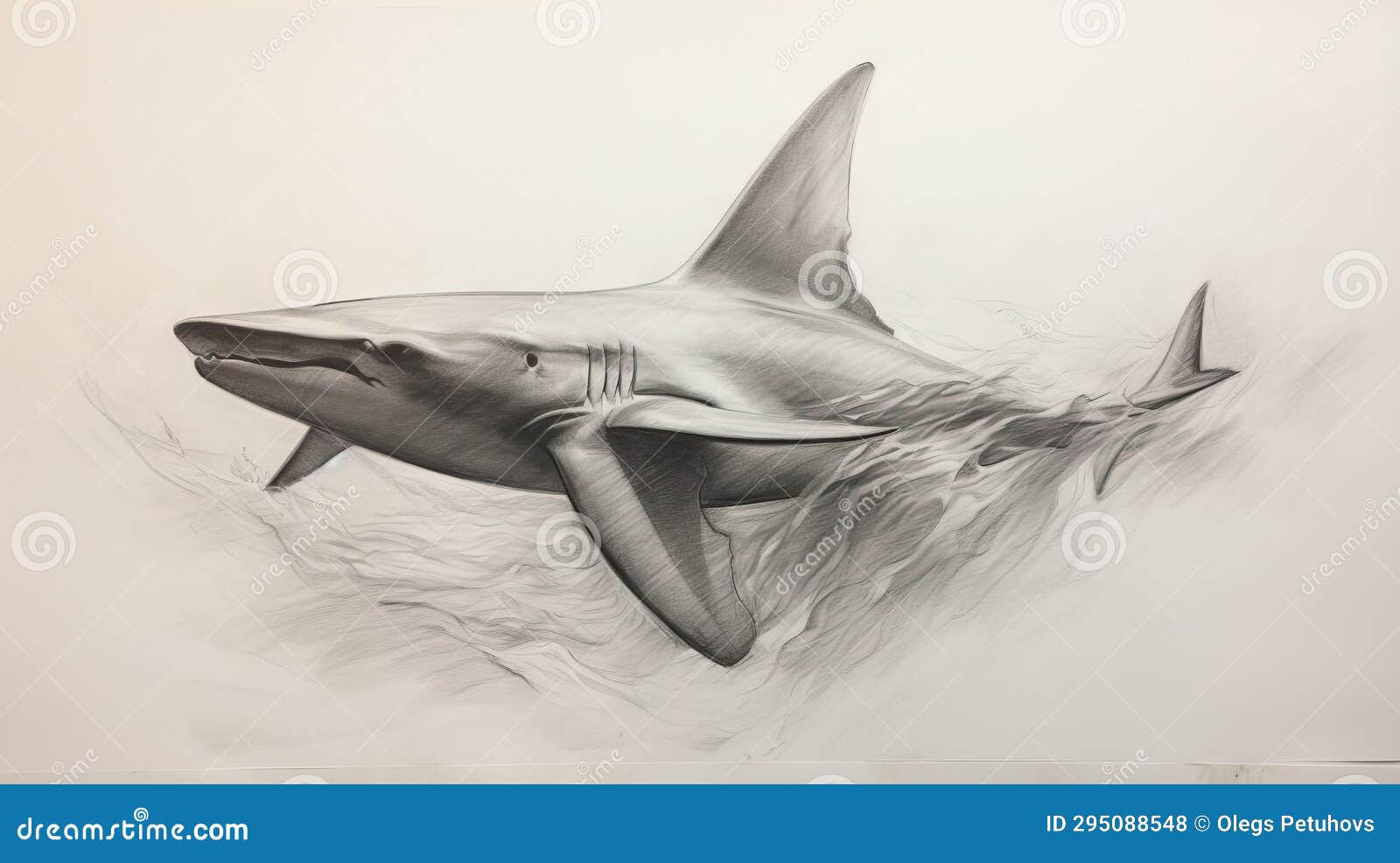 A Drawing of a Shark with a Long Tail and Sharp Teeth. Generative Ai ...