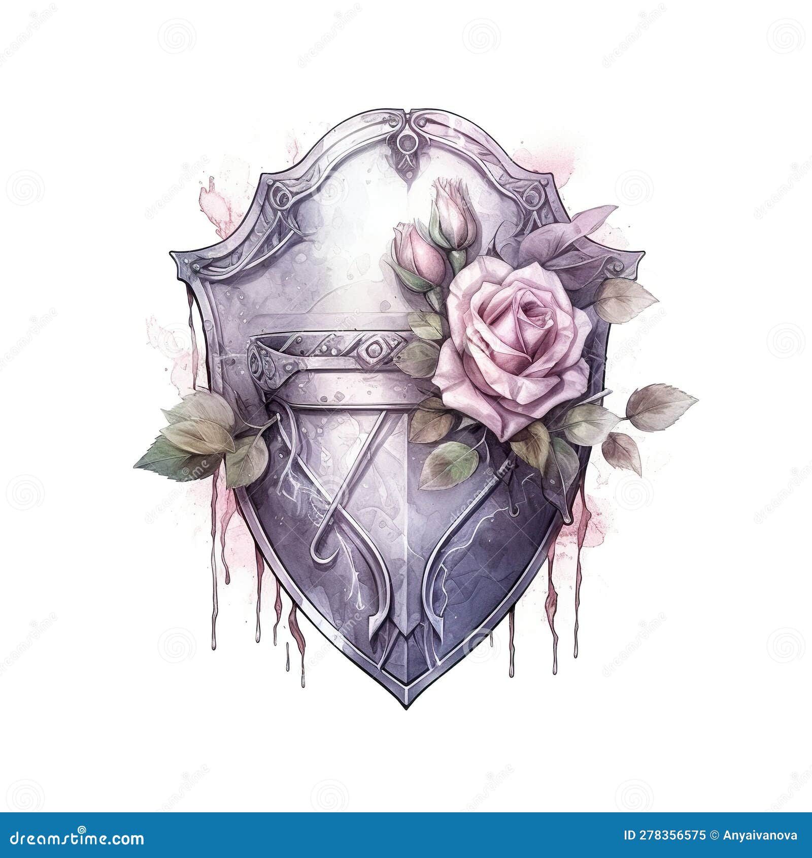 A Drawing of a Shield with a Rose on it. Generative AI Image. Stock ...
