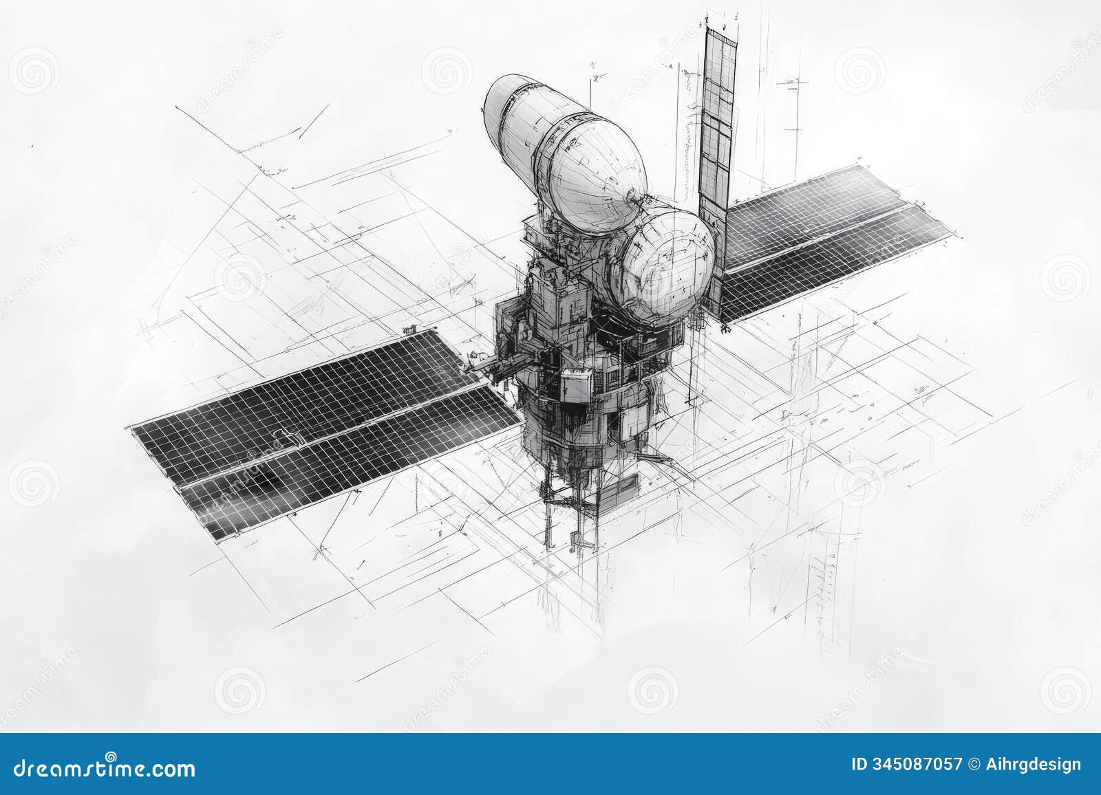 A Detailed Technical Sketch of a Communications Satellite Designed for ...