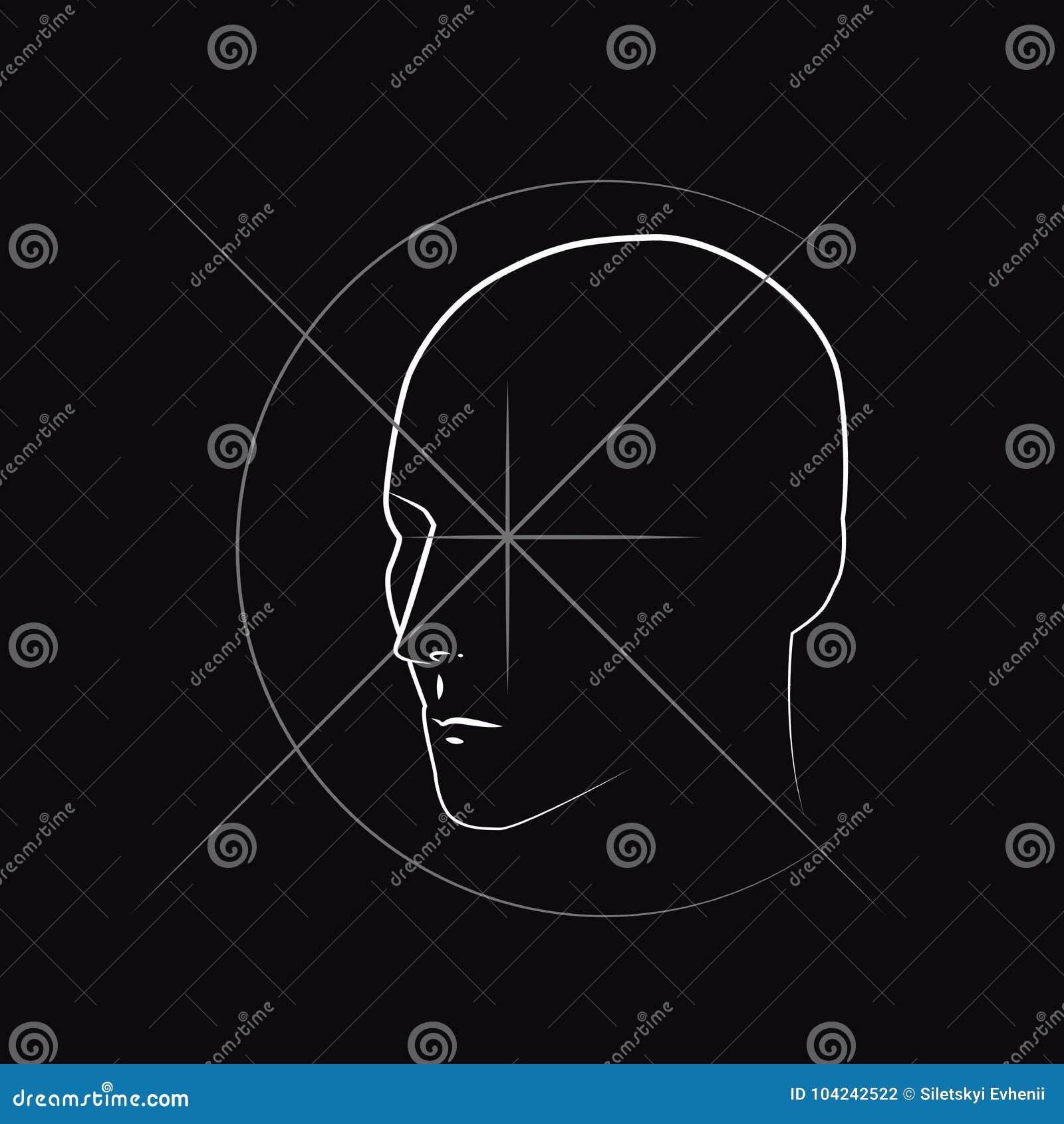 Unusual Drawing of a Contour Drawing of a Head Stock Vector ...