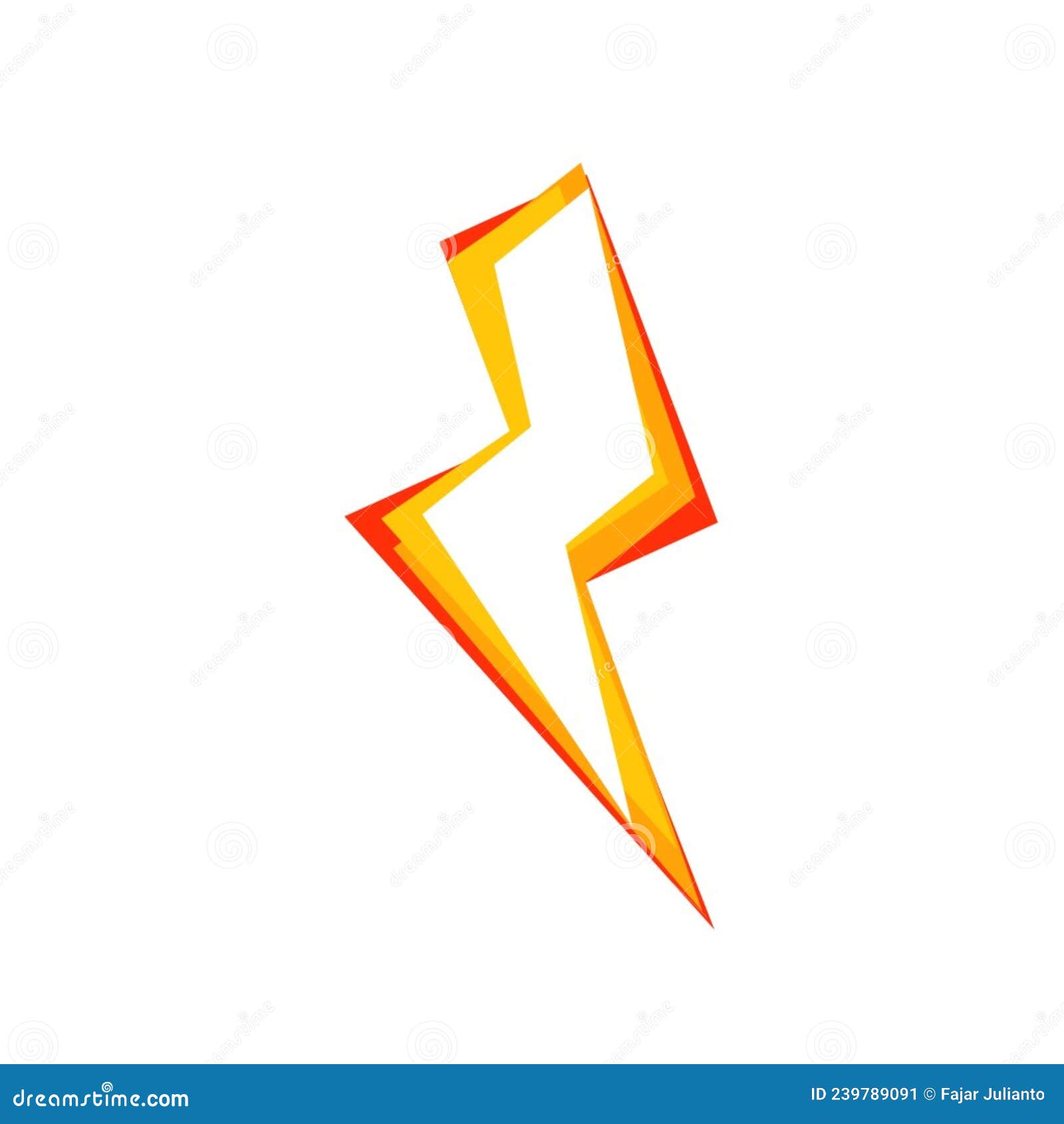 Drawing of Simple Lightning with a Mix of Red, Yellow and Orange Colors ...