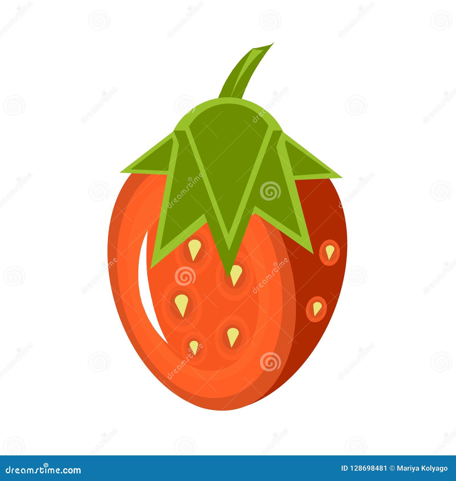 Drawing a Simple Red Strawberry 2D Illustration Isolated on White ...