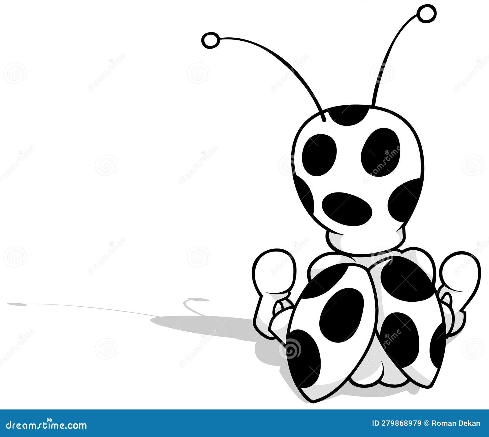 Drawing of a Sitting Ladybug from the Back Stock Vector - Illustration ...