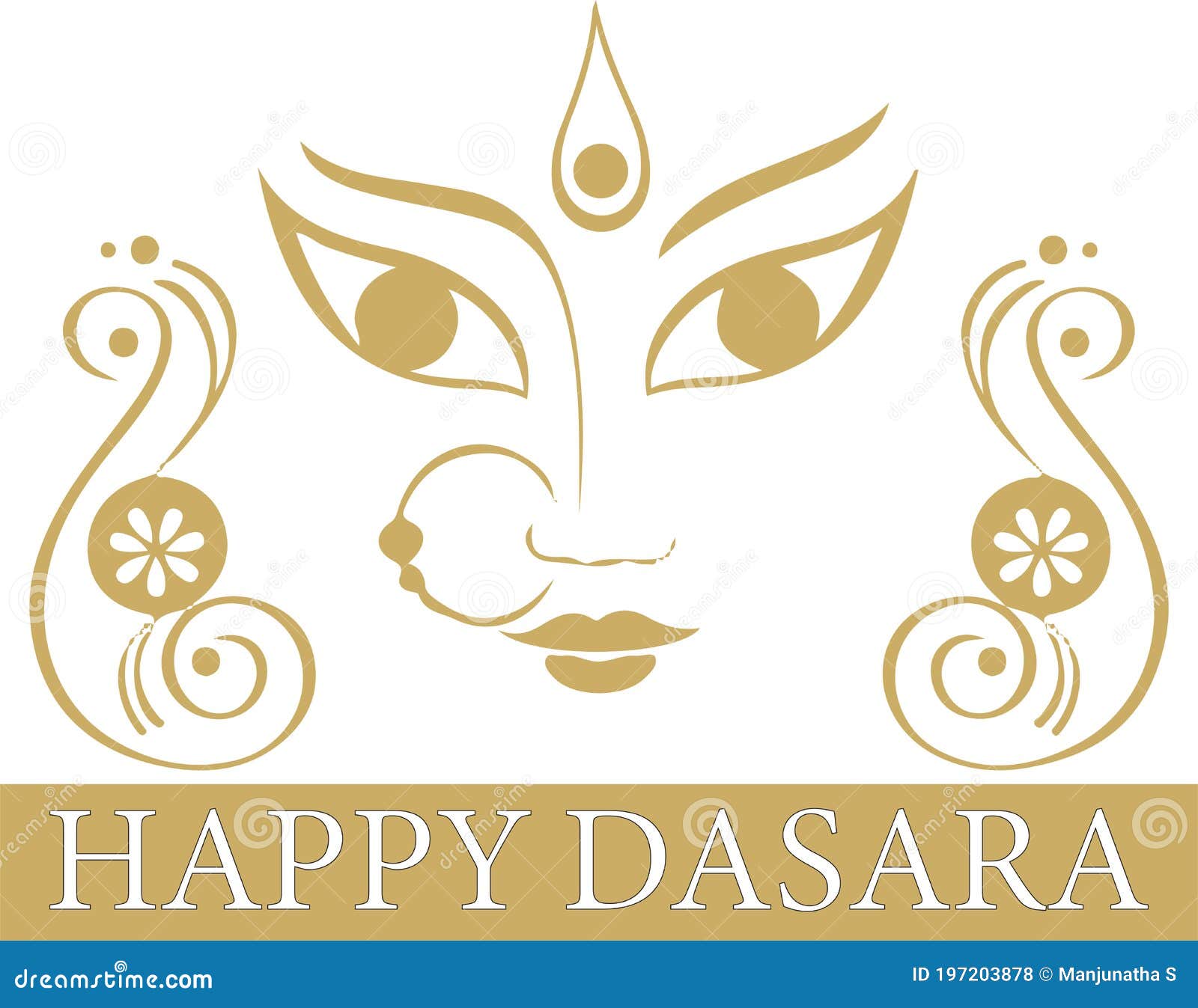 Sketch of Goddess Durga Maa or Durga Closeup Face Design Element in ...