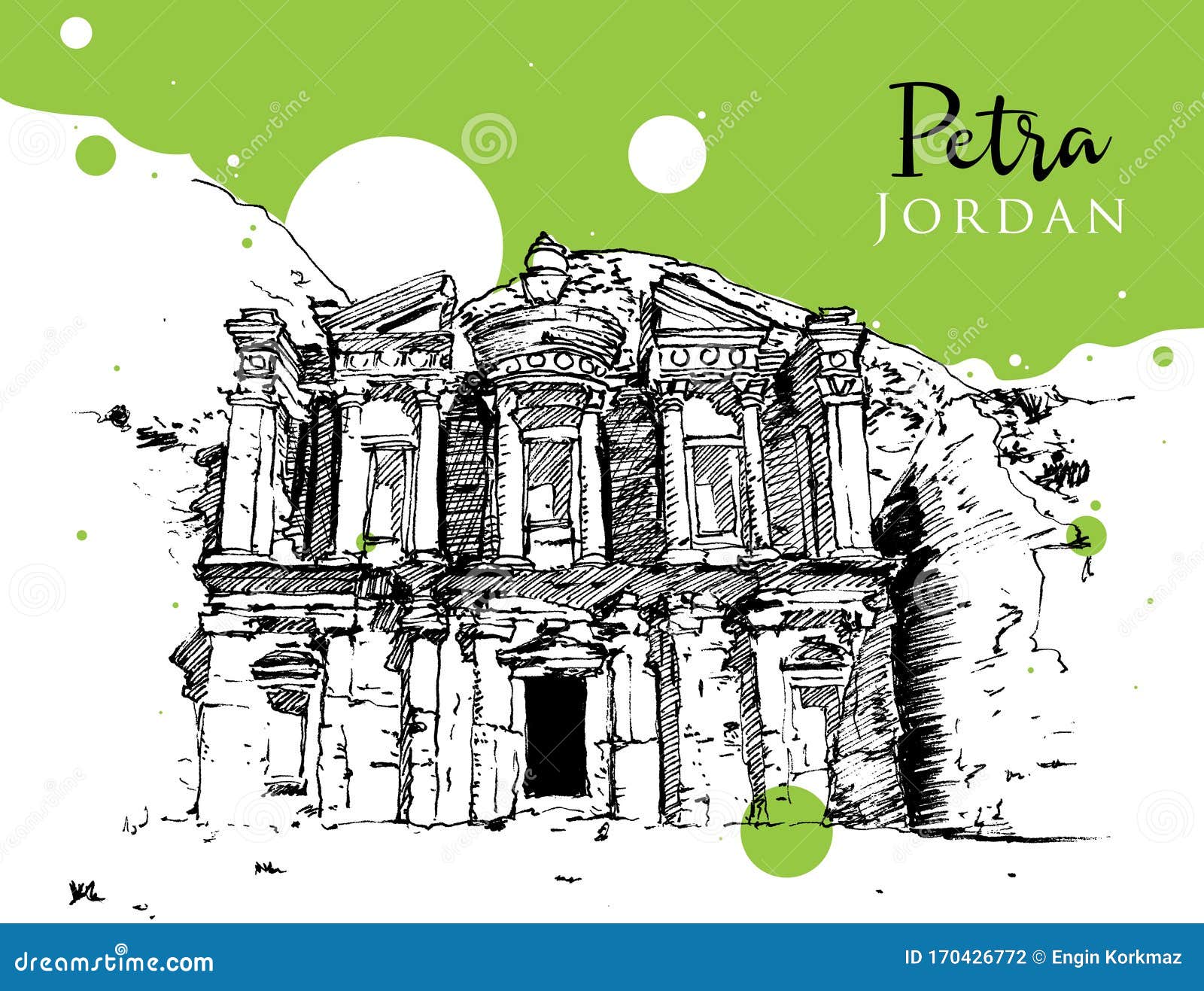 Drawing Sketch Illustration of Petra, Jordan Stock Vector ...