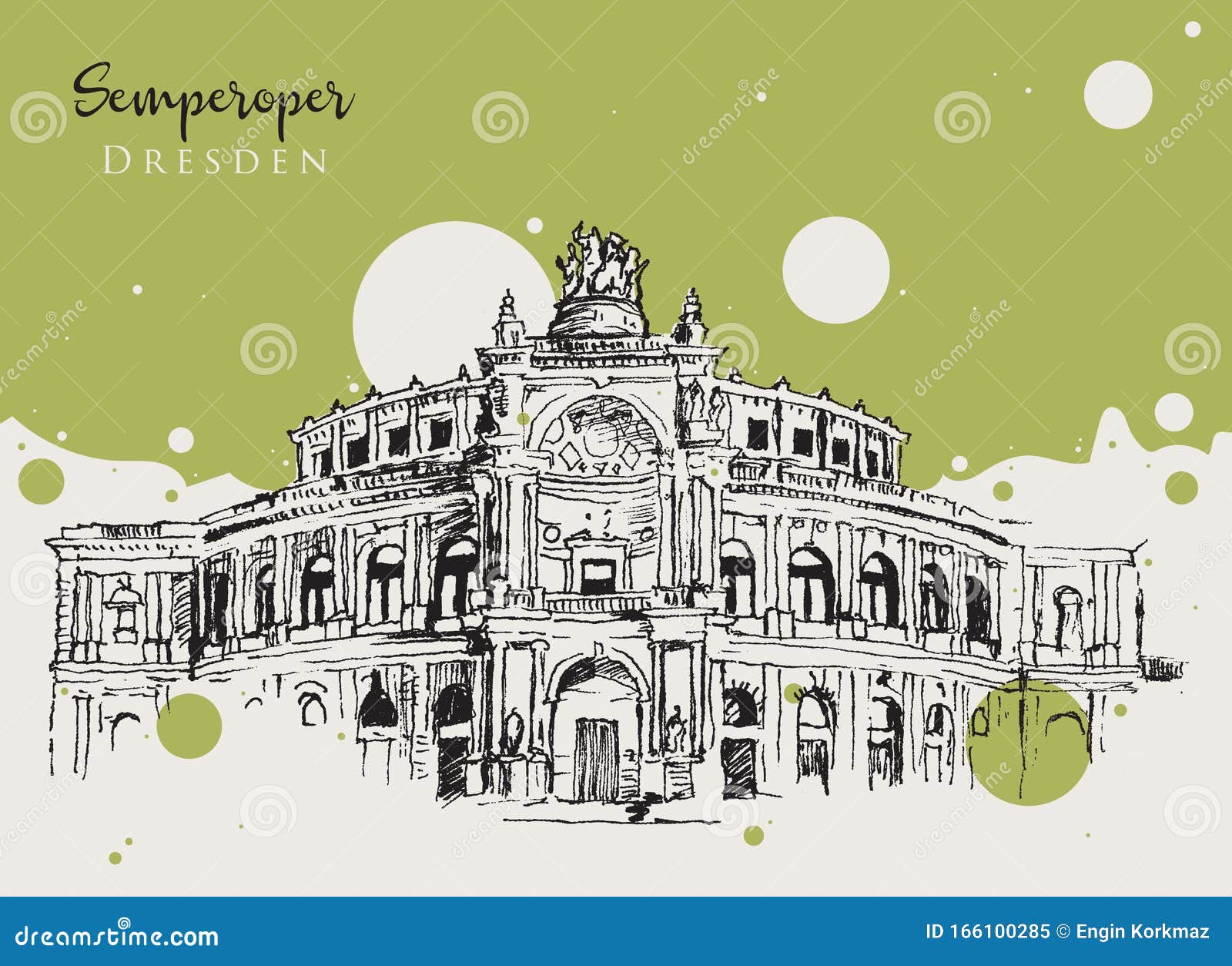Drawing Sketch Illustration Of Semperoper Dresden Cartoon Vector ...