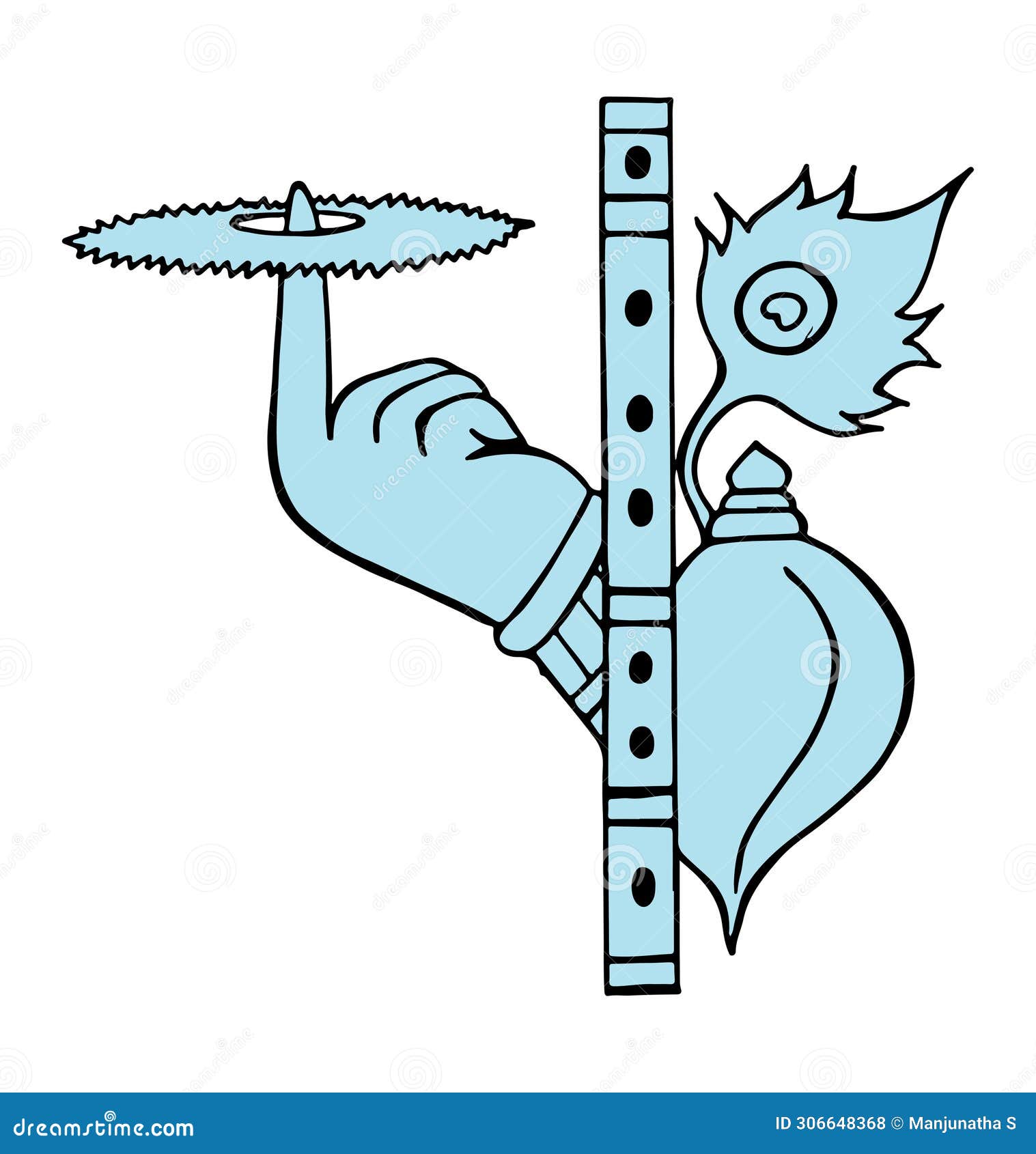 Sketch of Lord Krishna and Design Elements Illustration Stock Vector ...