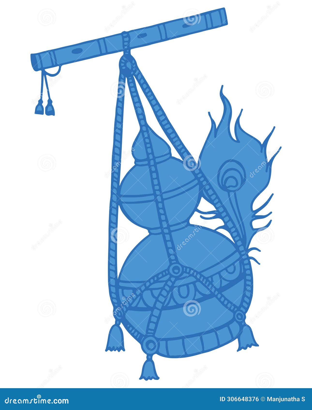 Sketch of Lord Krishna and Design Elements Illustration Stock Vector ...