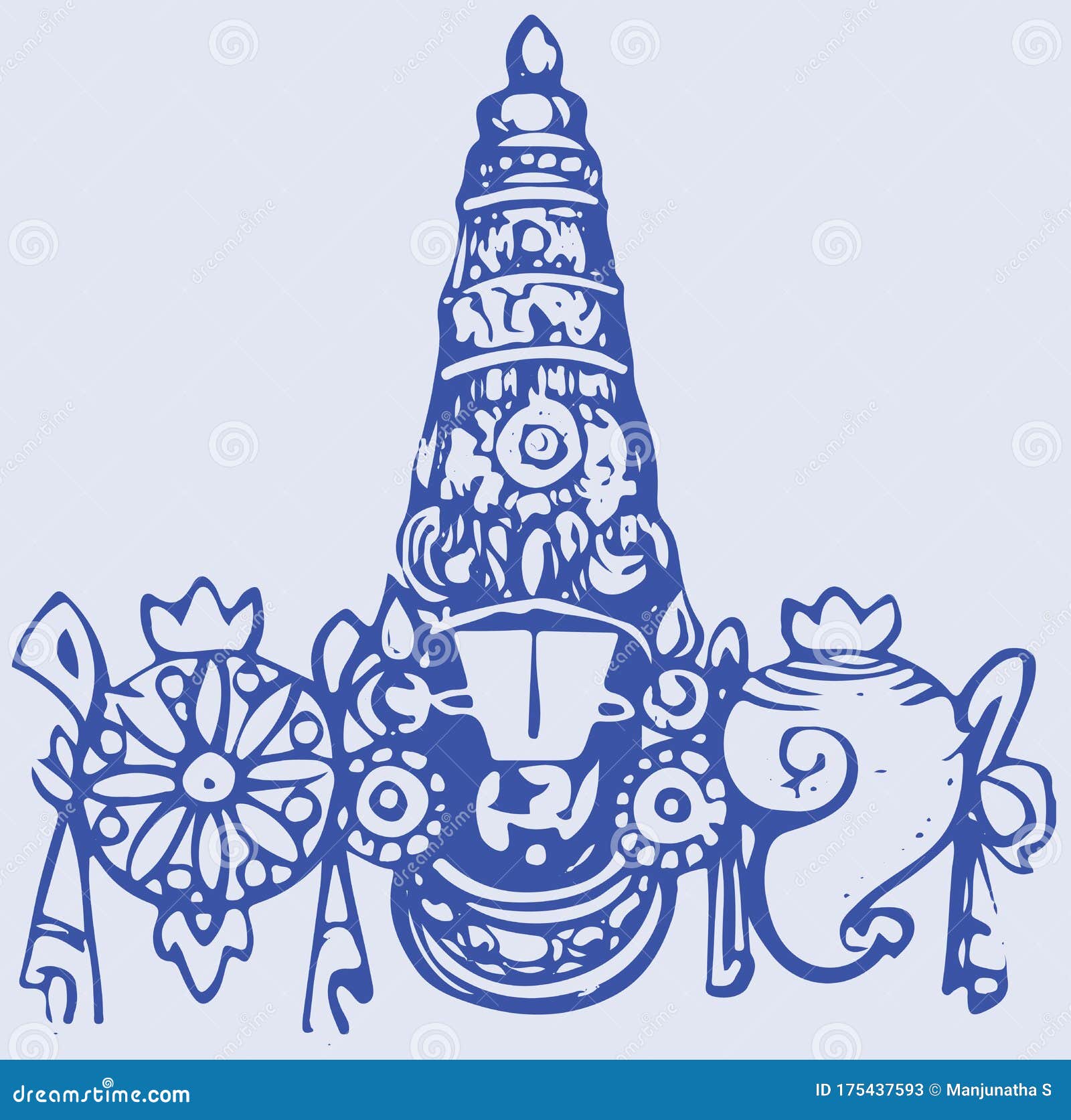 Drawing or Sketch of Lord Venkateshwara or Balaji Vector Line Art ...