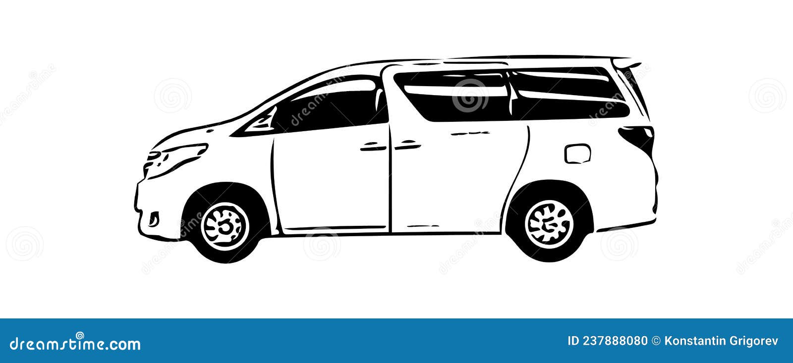 Drawing Sketch Car in Profile Isolated on White Background. Ready for ...