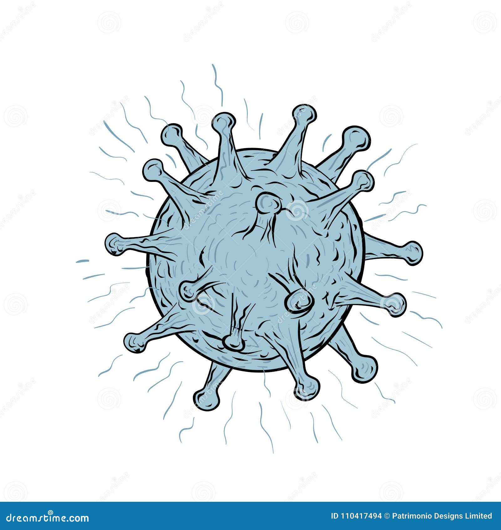 Virus Drawing stock vector. Illustration of cells, hand - 110417494