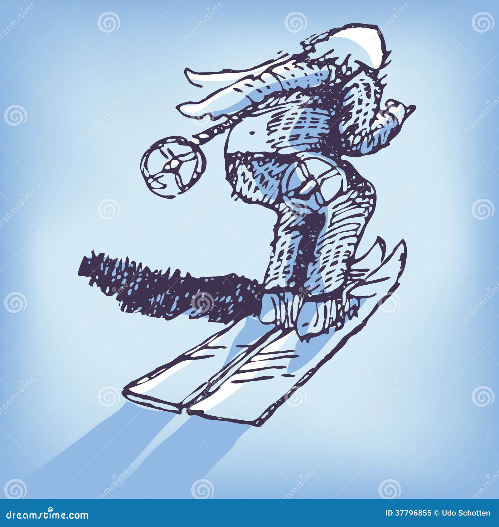 Drawing skier stock vector. Illustration of monochrome - 37796855