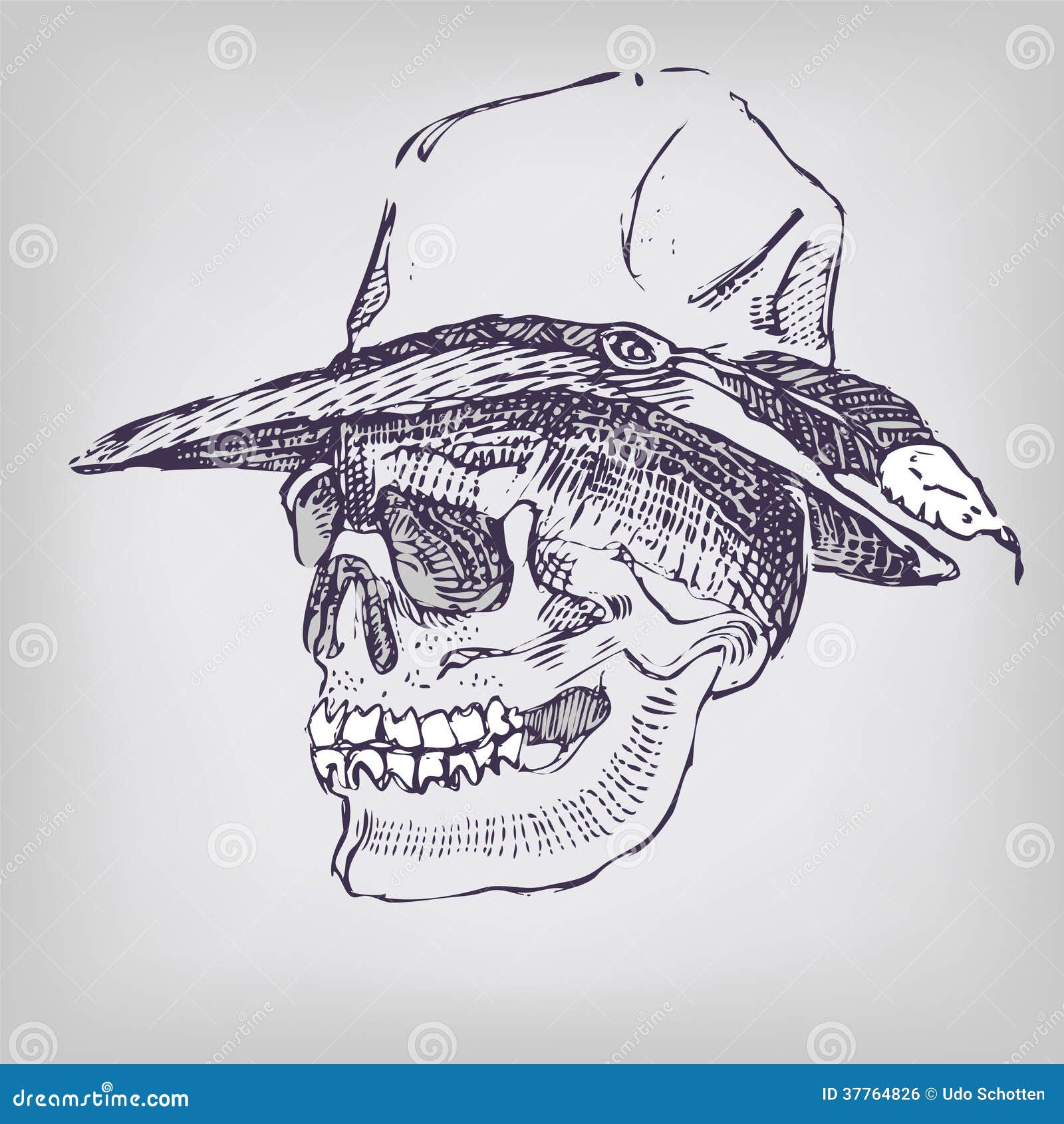 Cowboy Hat Skull Drawing