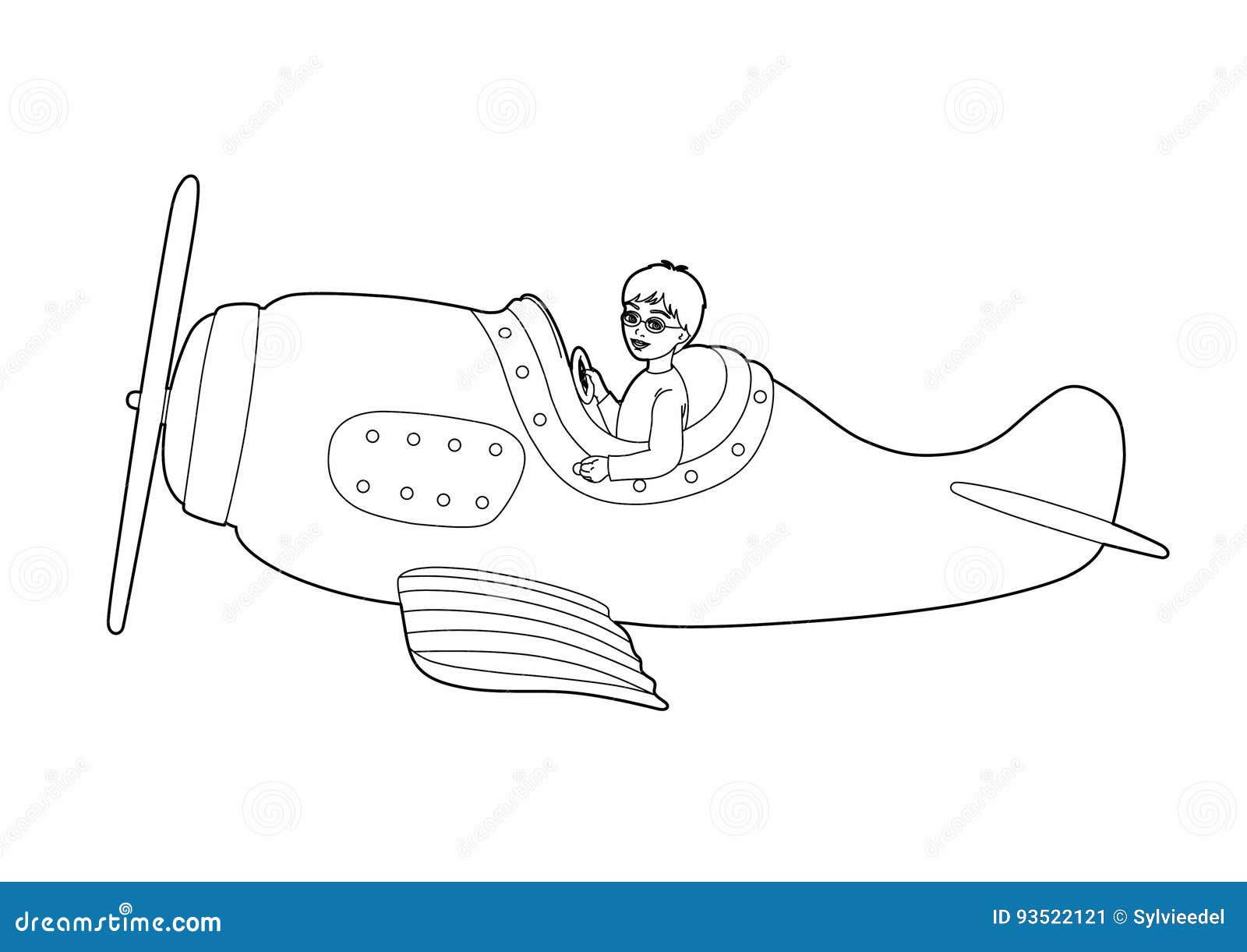 Drawing small aviator stock vector. Illustration of airplane - 93522121