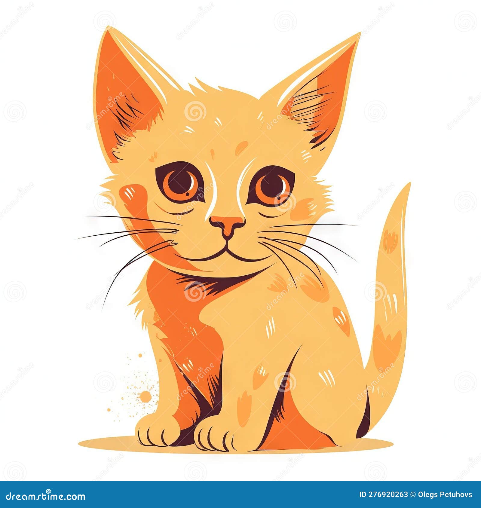 A Drawing of a Small Orange Kitten with Big Orange Eyes Stock ...