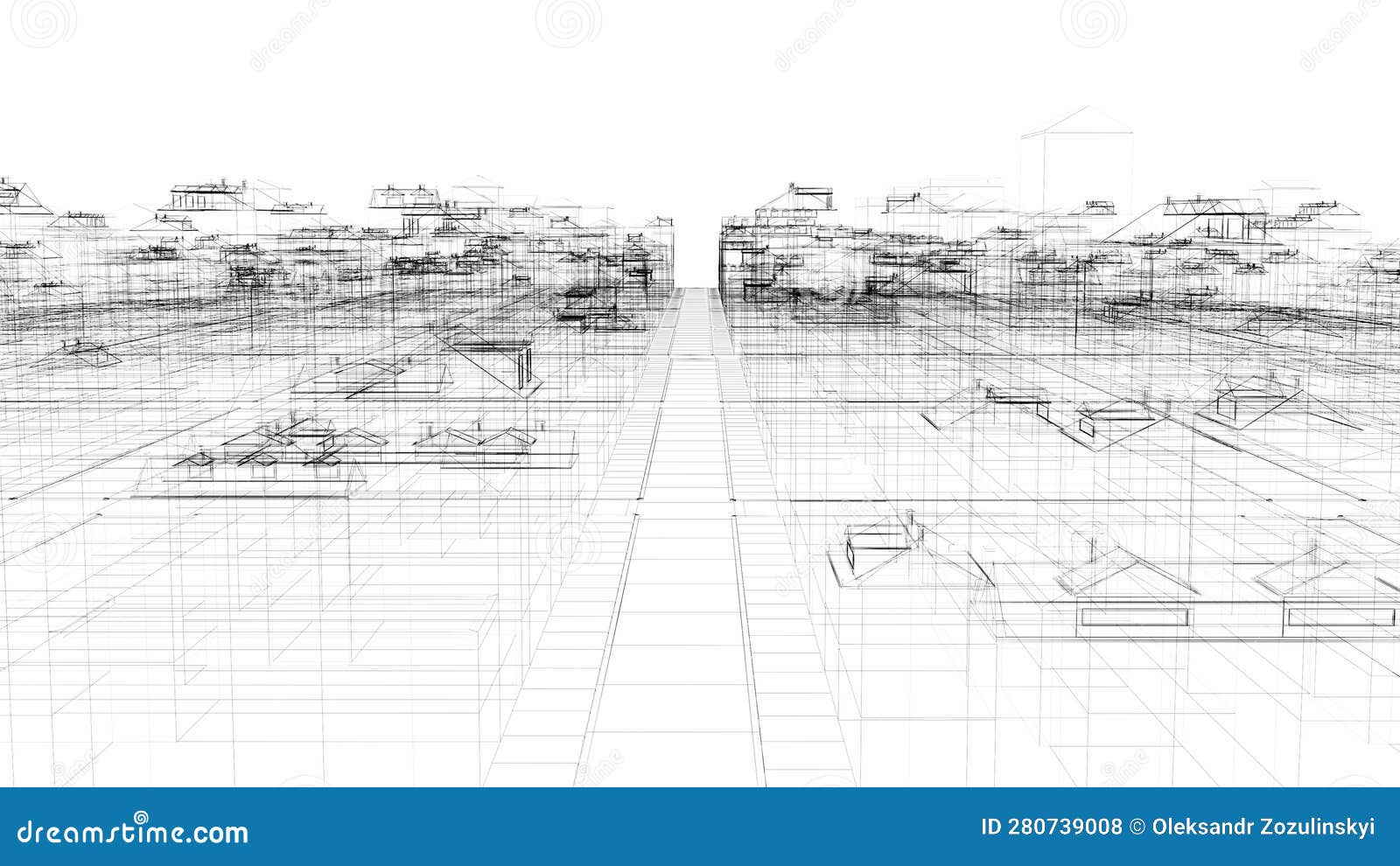 Drawing of a small town 3d stock illustration. Illustration of smart ...