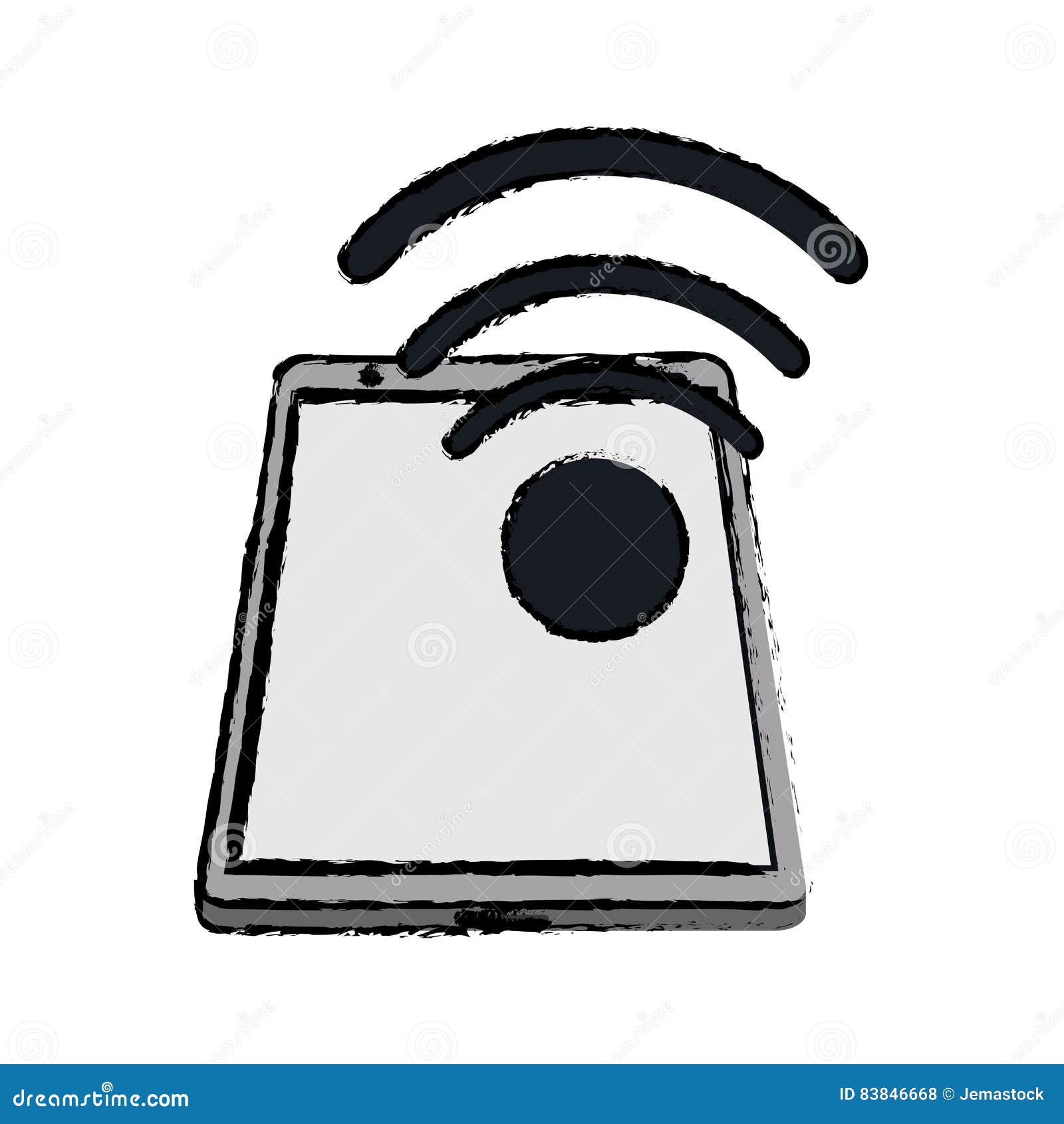 Drawing Smartphone Connected Wifi Internet Stock Vector - Illustration ...