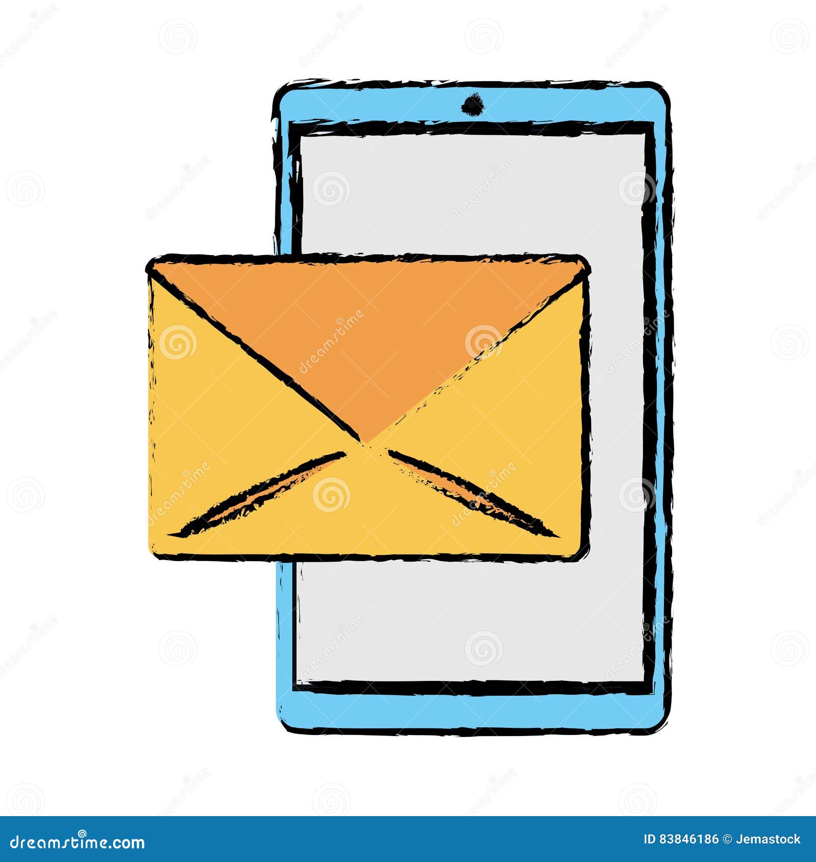 Drawing Smartphone Email Message Mail Stock Vector - Illustration of ...
