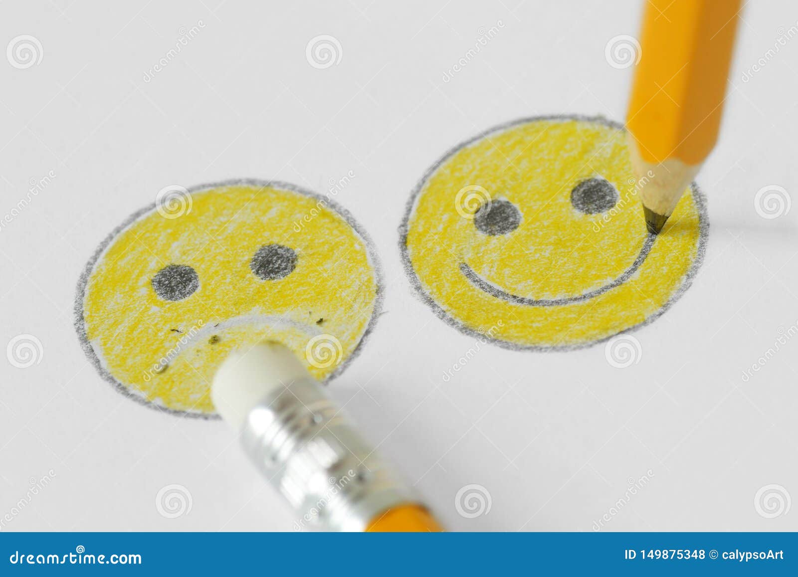 Drawing of Smiley Face with Positive and Negative Expression with ...