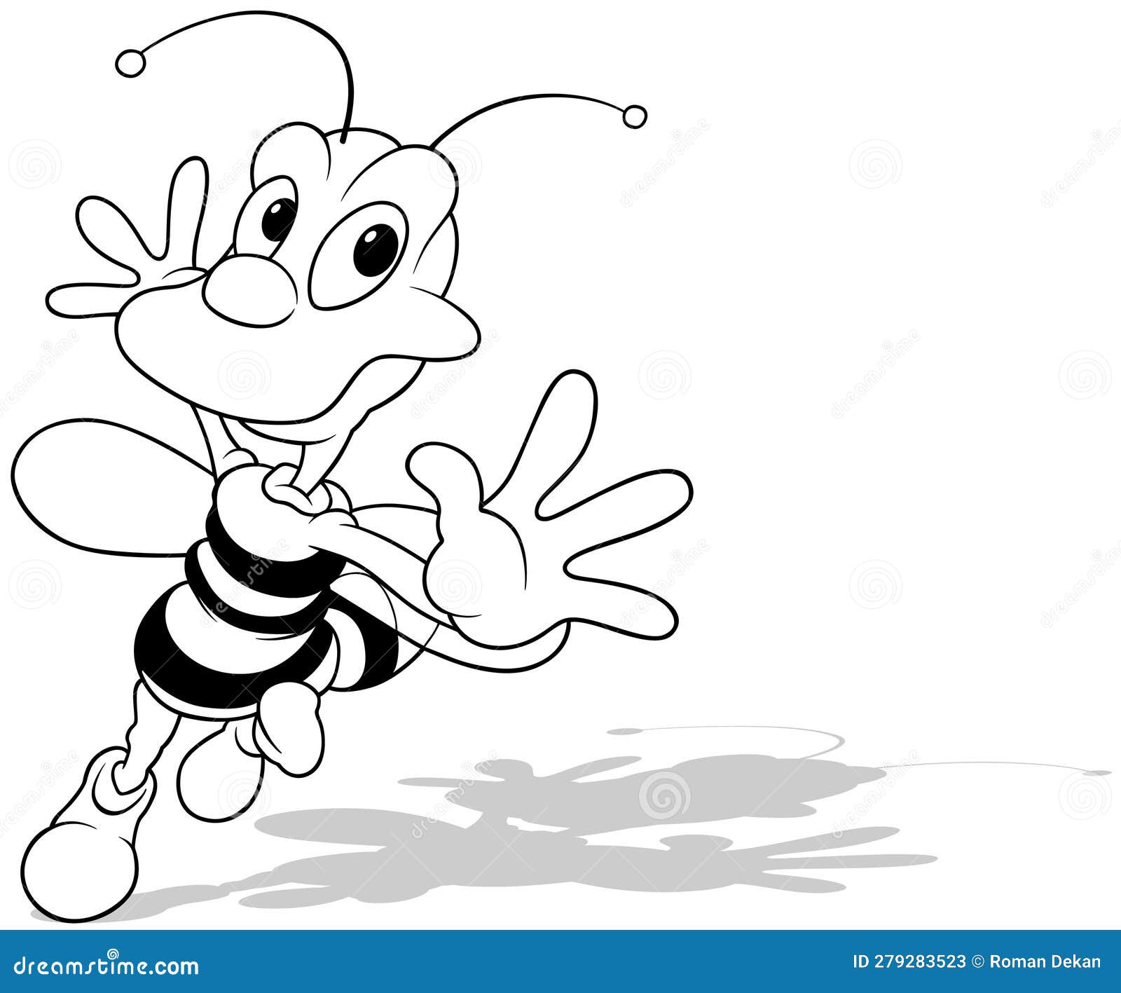 Drawing of a Smiling Dancing Bee Stock Vector - Illustration of hand ...