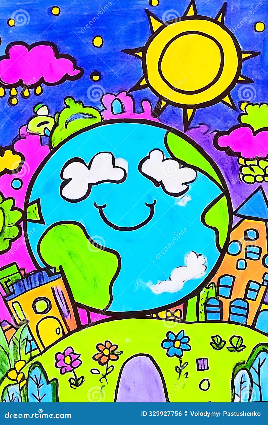 A Drawing of a Smiling Earth with a Smiley Face in the Middle of it ...