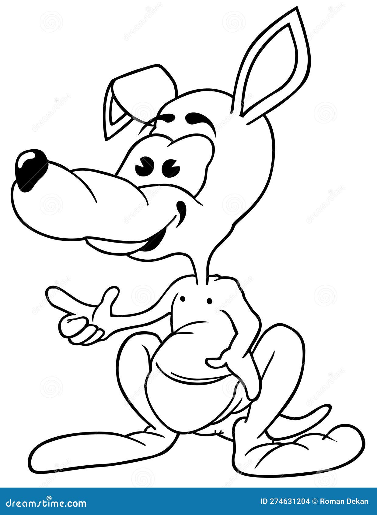 Drawing of an Smiling Kangaroo Pointing a Finger Stock Vector ...
