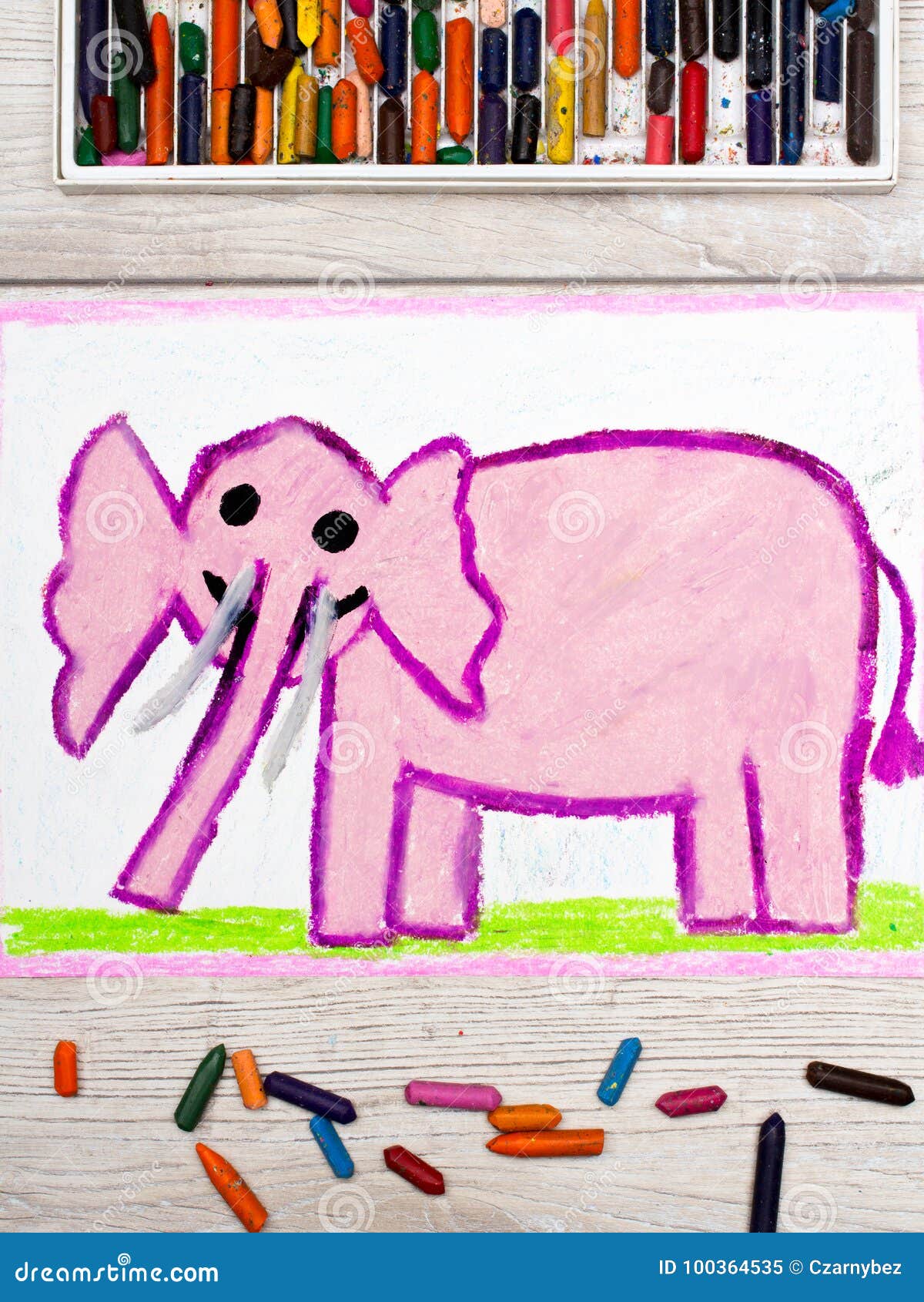 Drawing: Smiling Pink Elephant Stock Image - Image of creativity, kids ...