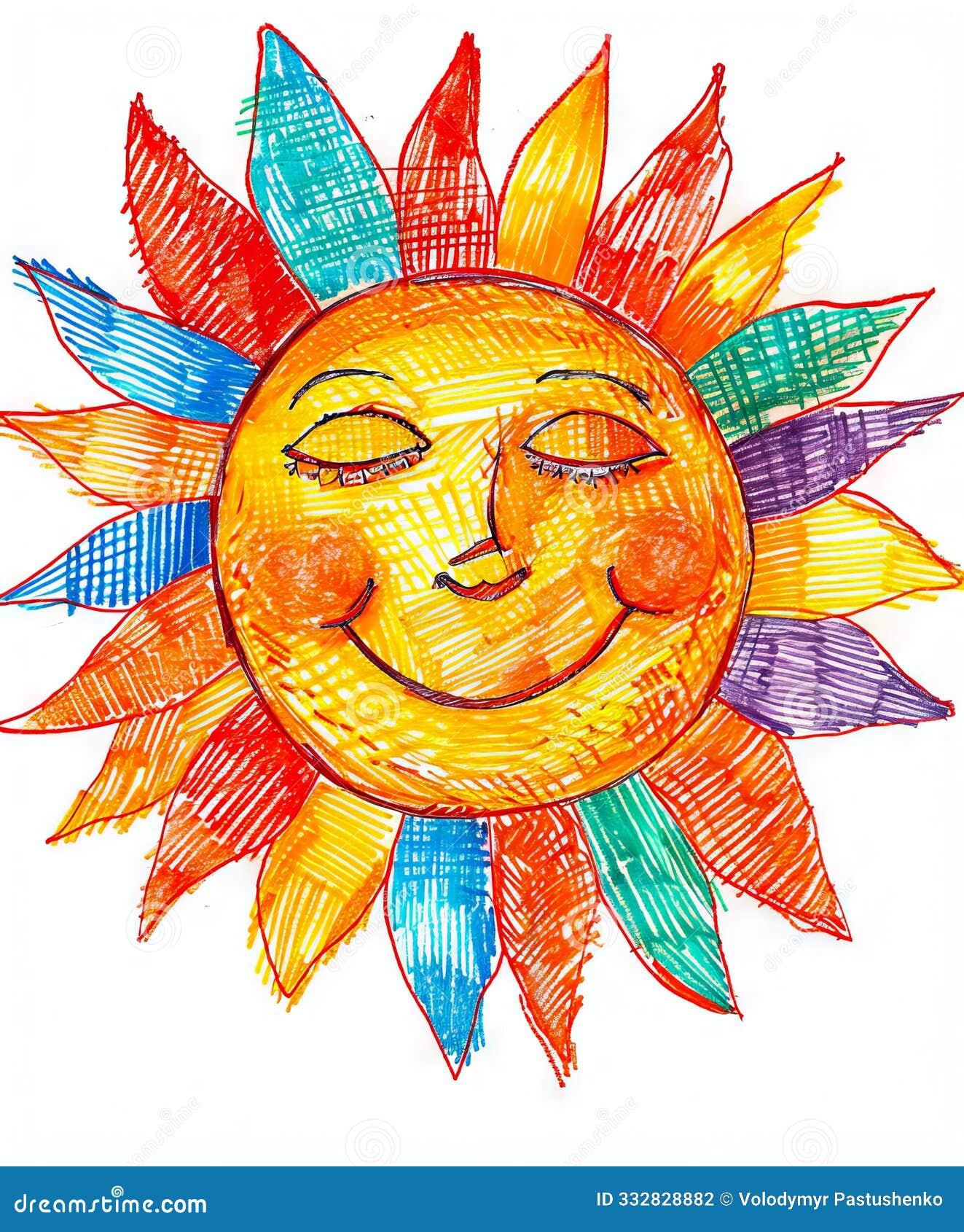 A Drawing of a Smiling Sun with a Smiley Face Stock Photo - Image of ...