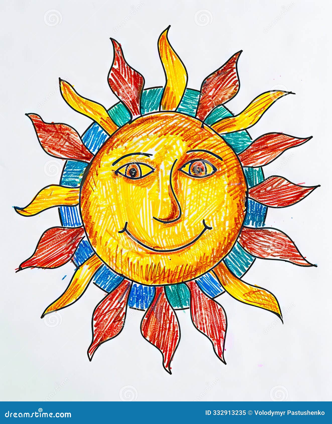 A Drawing of a Smiling Sun with a Smiley Face Stock Image - Image of ...