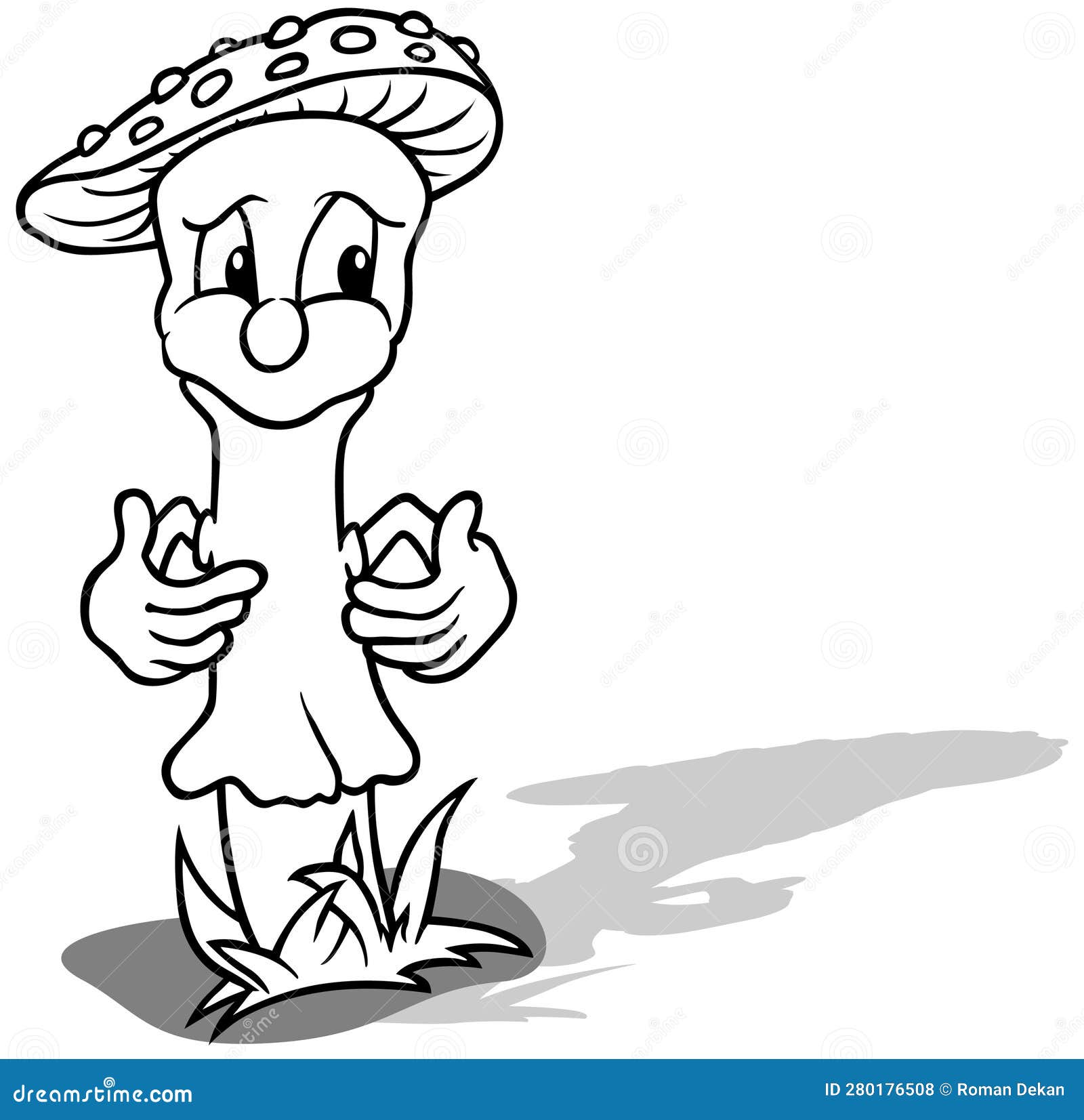 Drawing of a Smiling Toadstool Mushroom Stock Vector - Illustration of ...