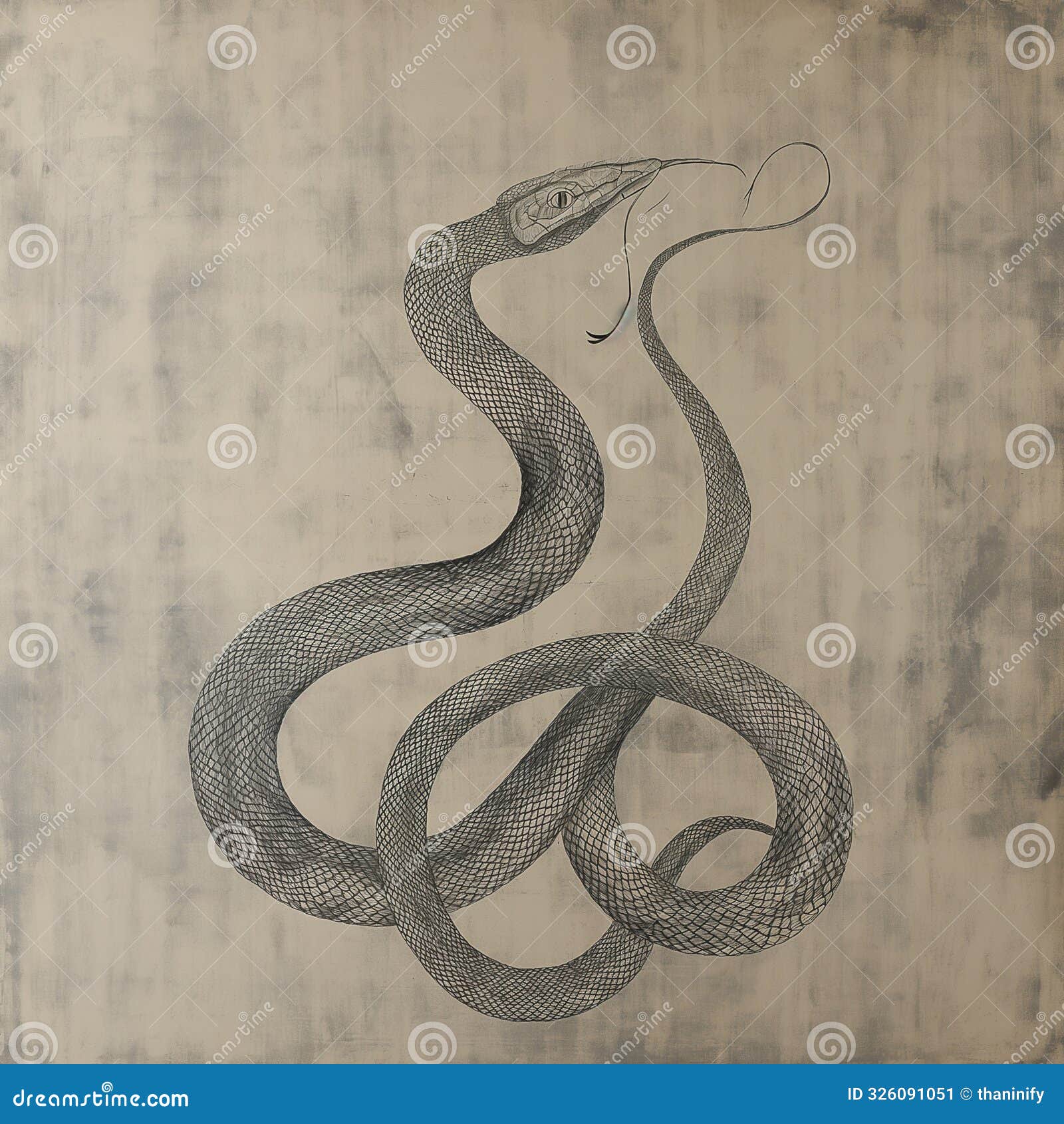 A Drawing of a Snake with a Long Neck and a Long Tail Stock ...