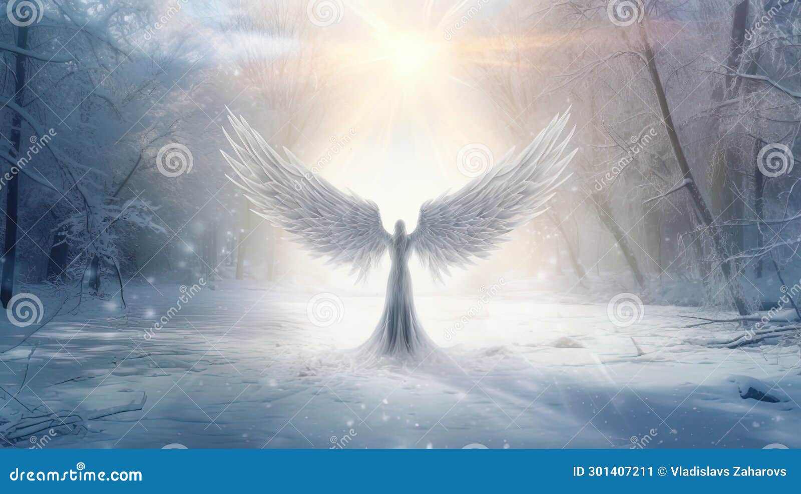 The Drawing of a Snowy Angel Leaving a Mark on a Snowy Clearing Stock ...