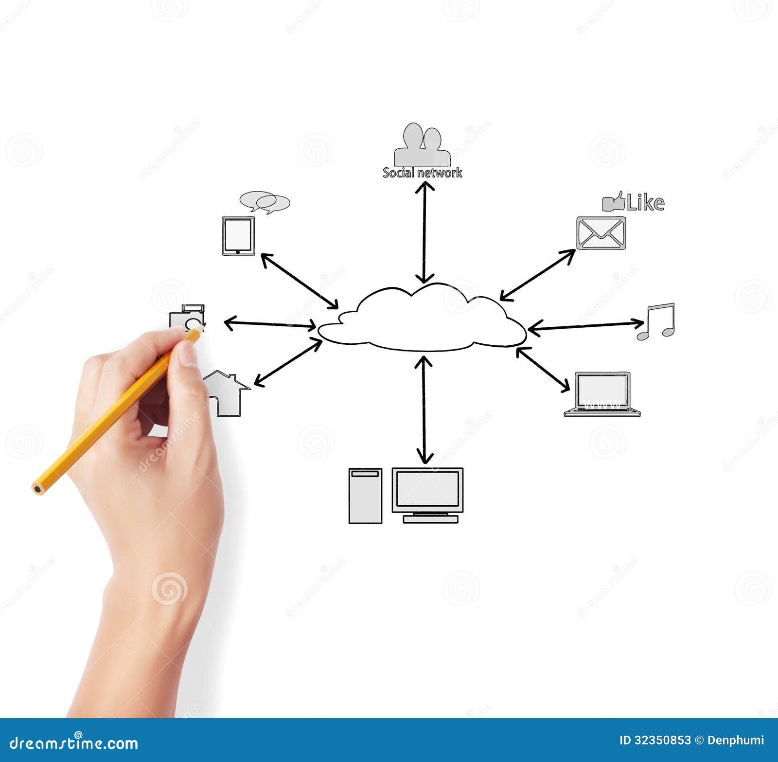 Drawing social network stock illustration. Illustration of circle ...