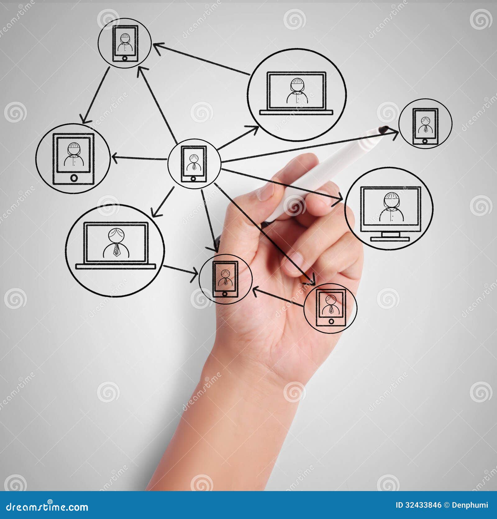 Drawing social network stock illustration. Illustration of presentation ...