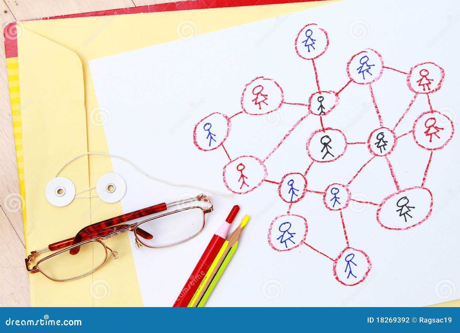 Drawing a Social Network Scheme Stock Photo - Image of chain, drawing ...
