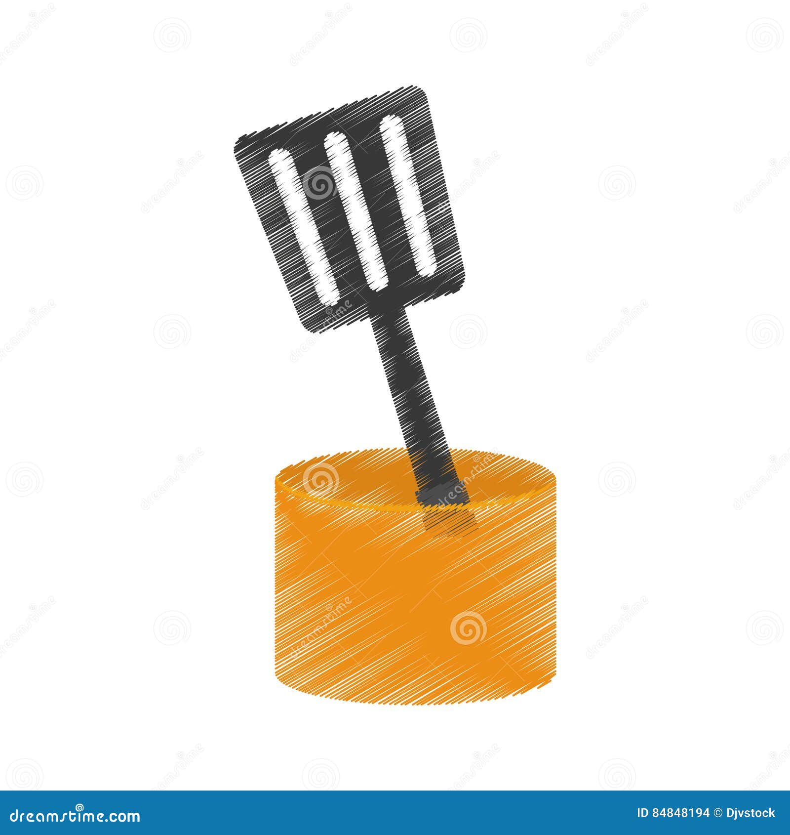 Drawing Spatula Yellow Container Utensil Kitchen Stock Illustration ...